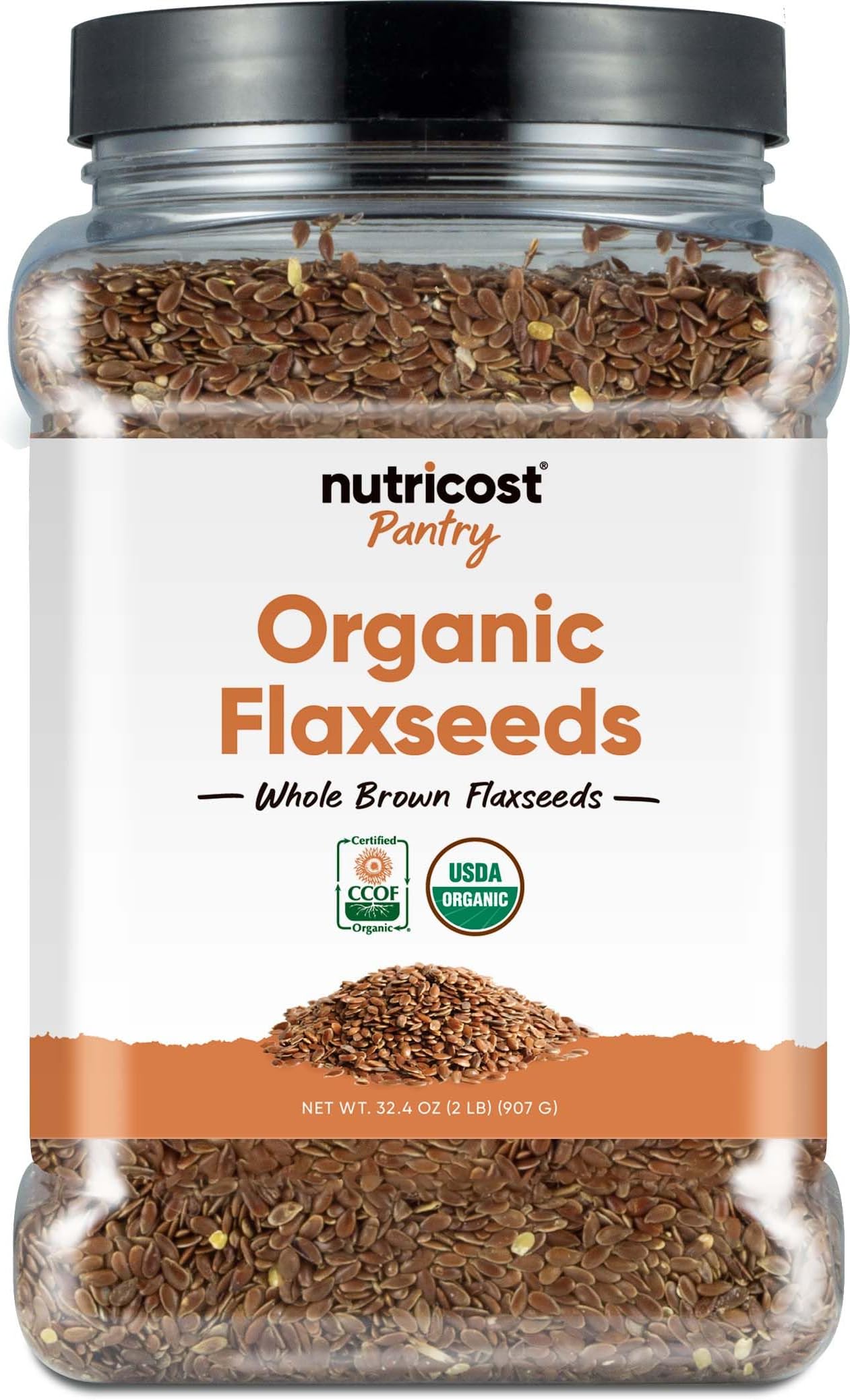 Amazon.com: Nutricost Pantry Organic Flaxseeds (2 Pounds) - Whole Brown ...