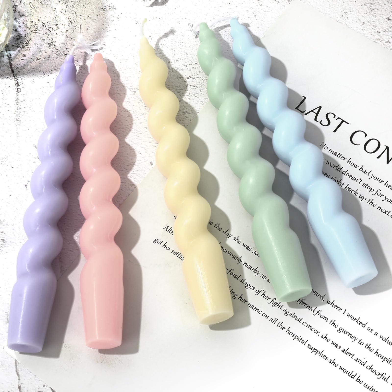 Amazon.com: Whaline 5Pcs Spiral Taper Candles Pastel Color Swirl Wavy ...