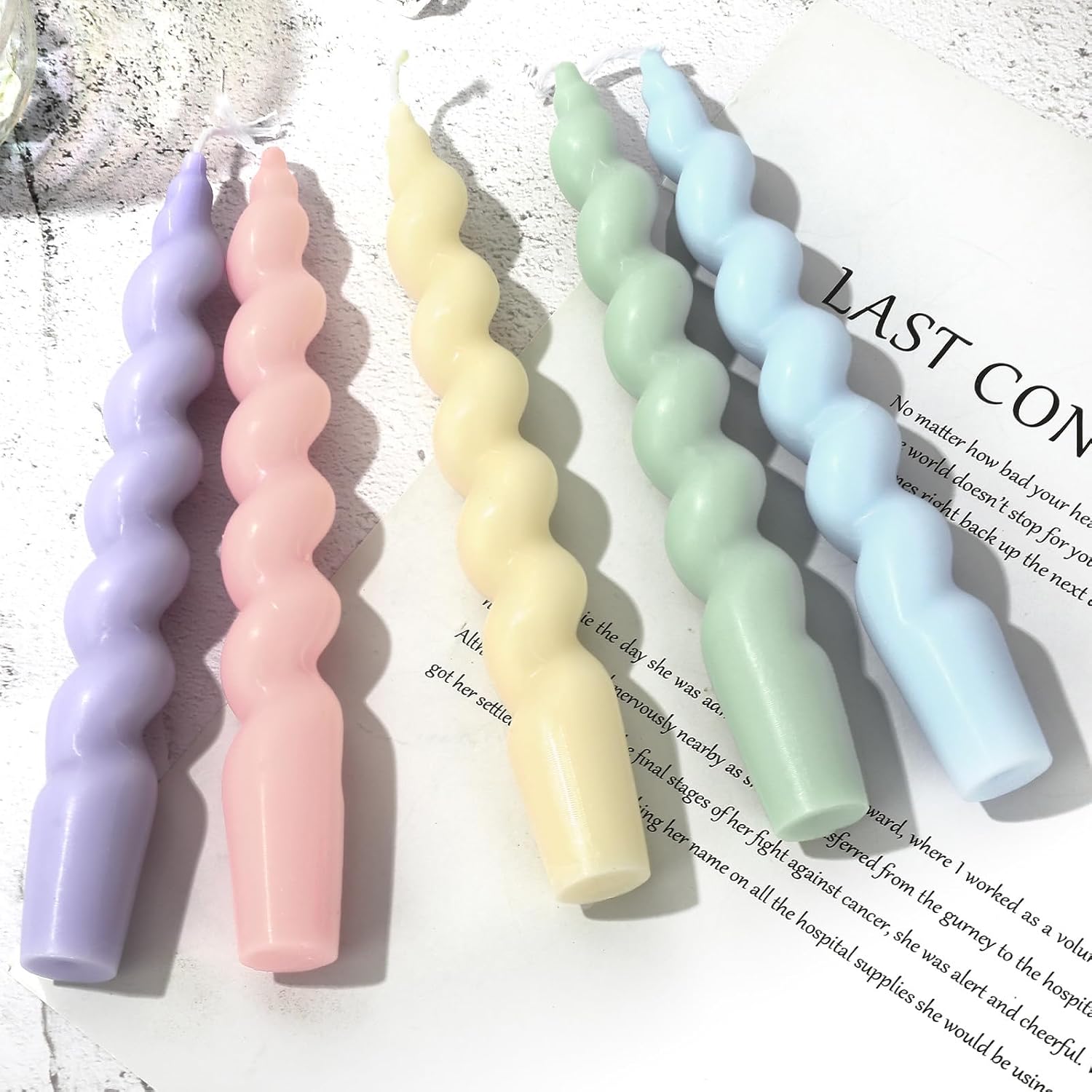 Amazon.com: Whaline 5Pcs Spiral Taper Candles Pastel Color Swirl Wavy ...