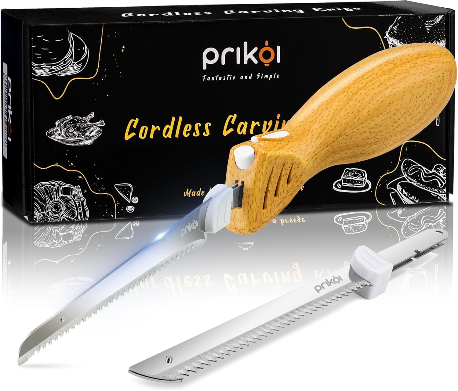 Amazon.com: Prikoi Cordless Electric Knife, Easy-Slice Serrated Edge ...