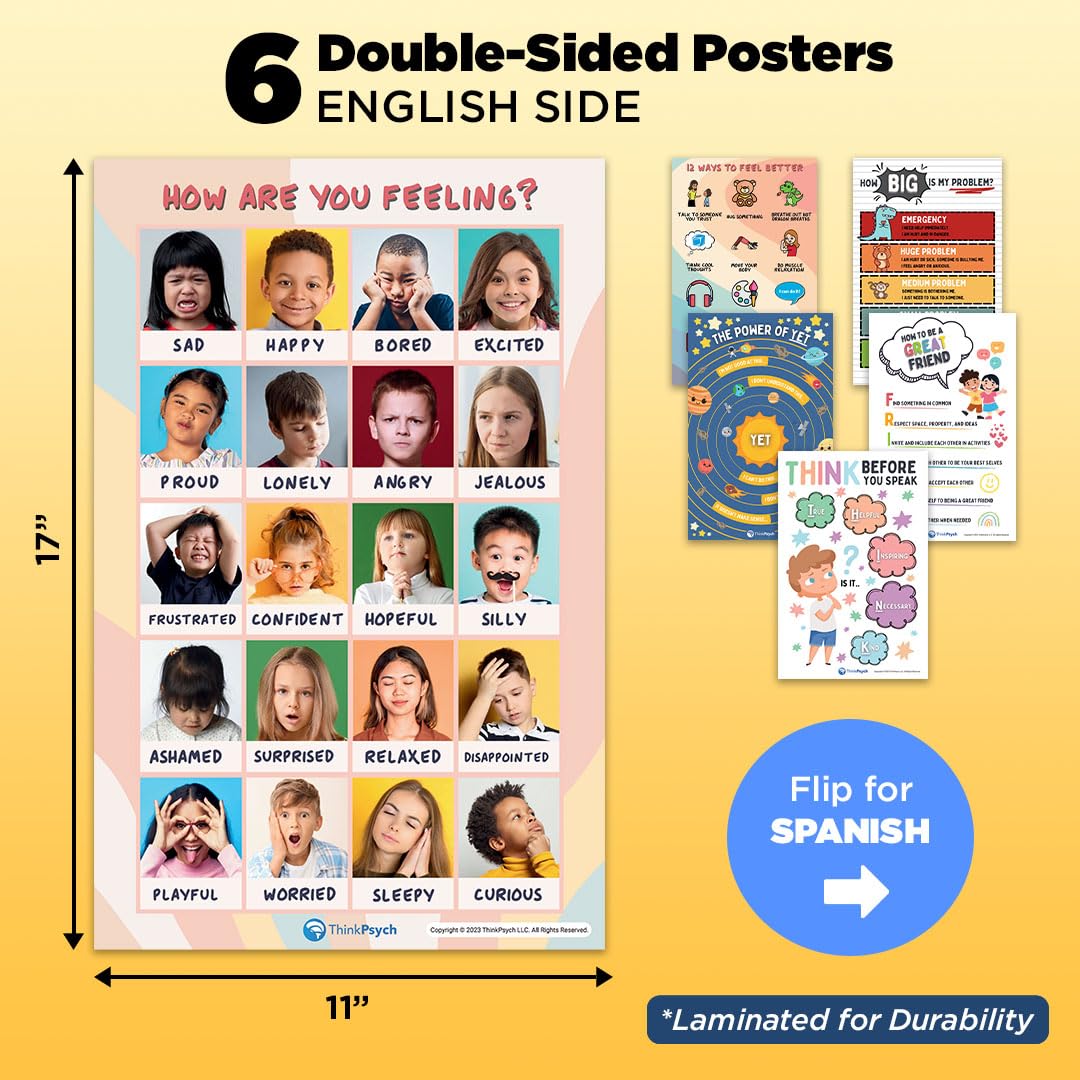 Snapklik.com : 6 Laminated Feelings Posters For Kids - English ...