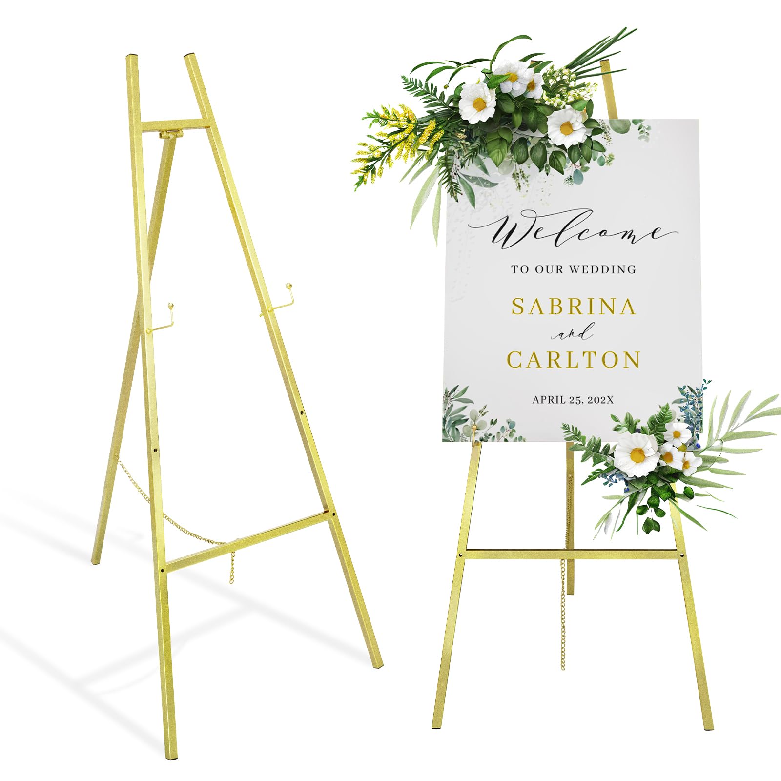 Amazon.com: GRENTY Gold Easel Stand for Sign ,Unique Pre-assembled ...