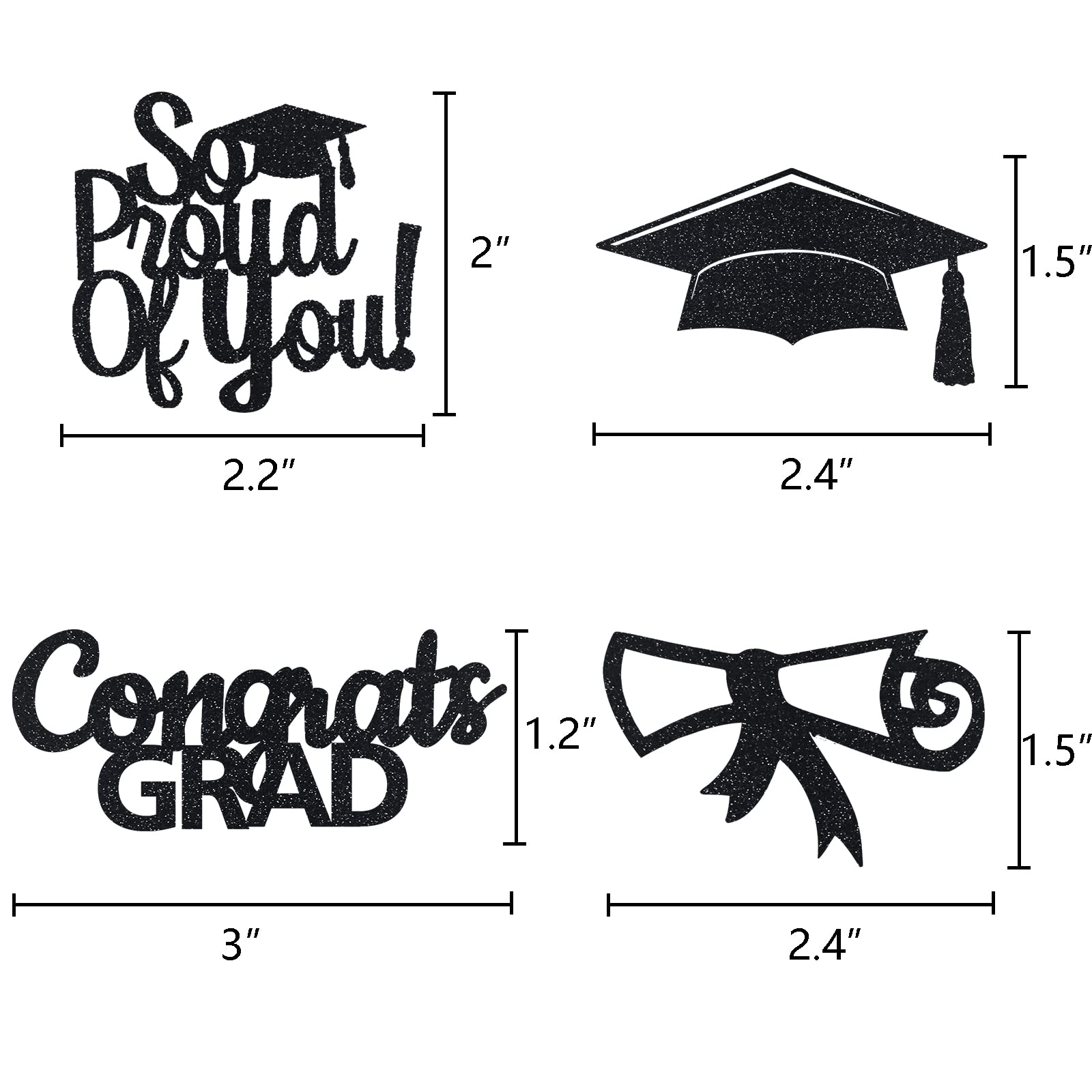 39 Piece Graduation Set 39-Piece Graduation Cake Topper Set - Black ...