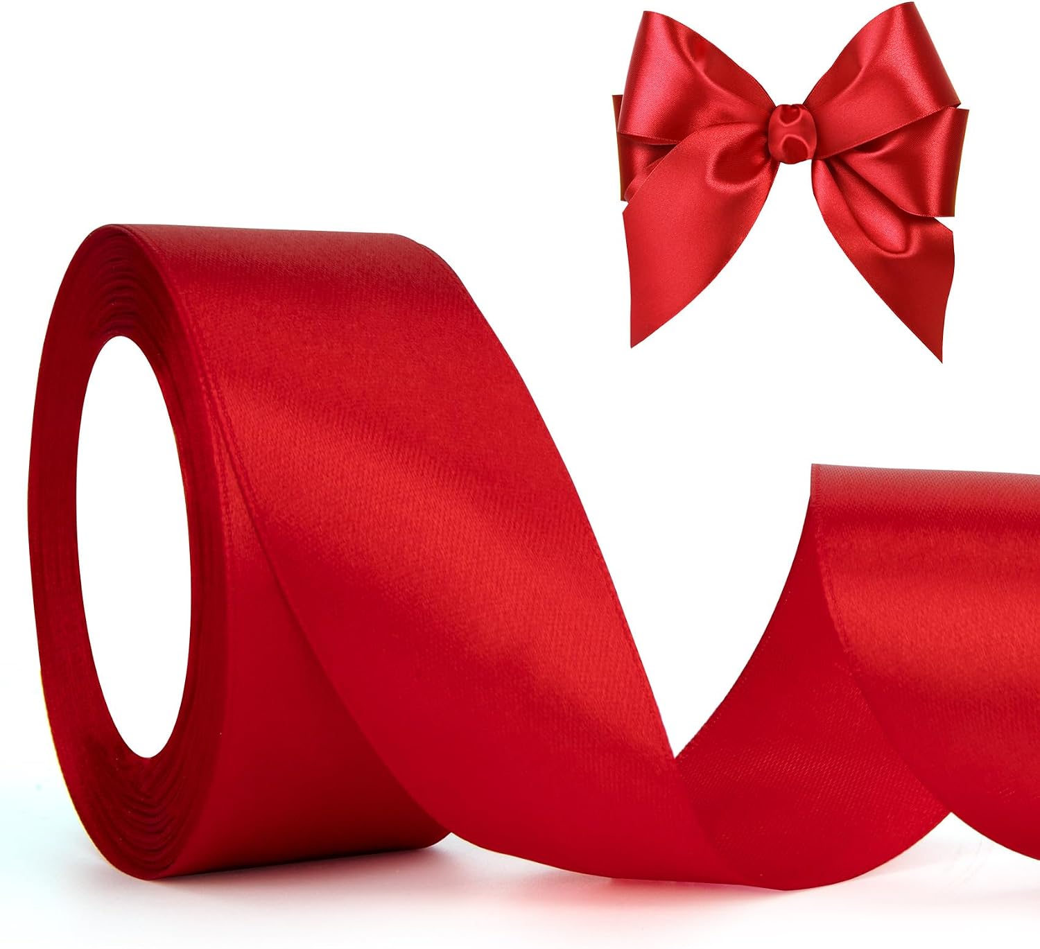 Amazon.com: Red Valentines Ribbon for Flower Bouquet Red Satin Ribbon 1 ...