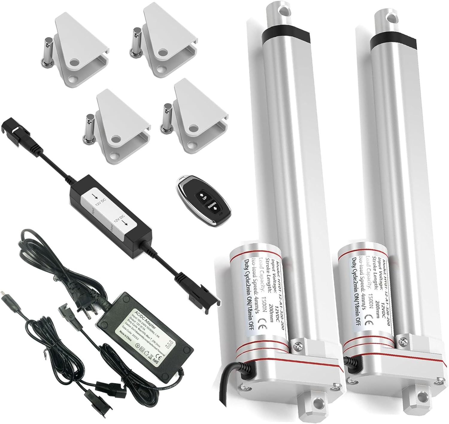 Amazon.com: 2Packs 8 Inch Linear Actuator Kit 12V 1500N/330lbs Maximum ...
