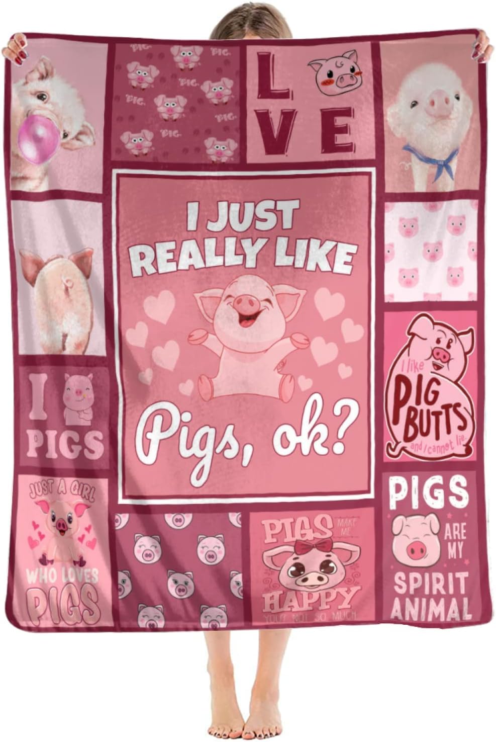 Amazon.com: Cute Pig Flannel Blanket for Girl Boy I Just Really Like ...