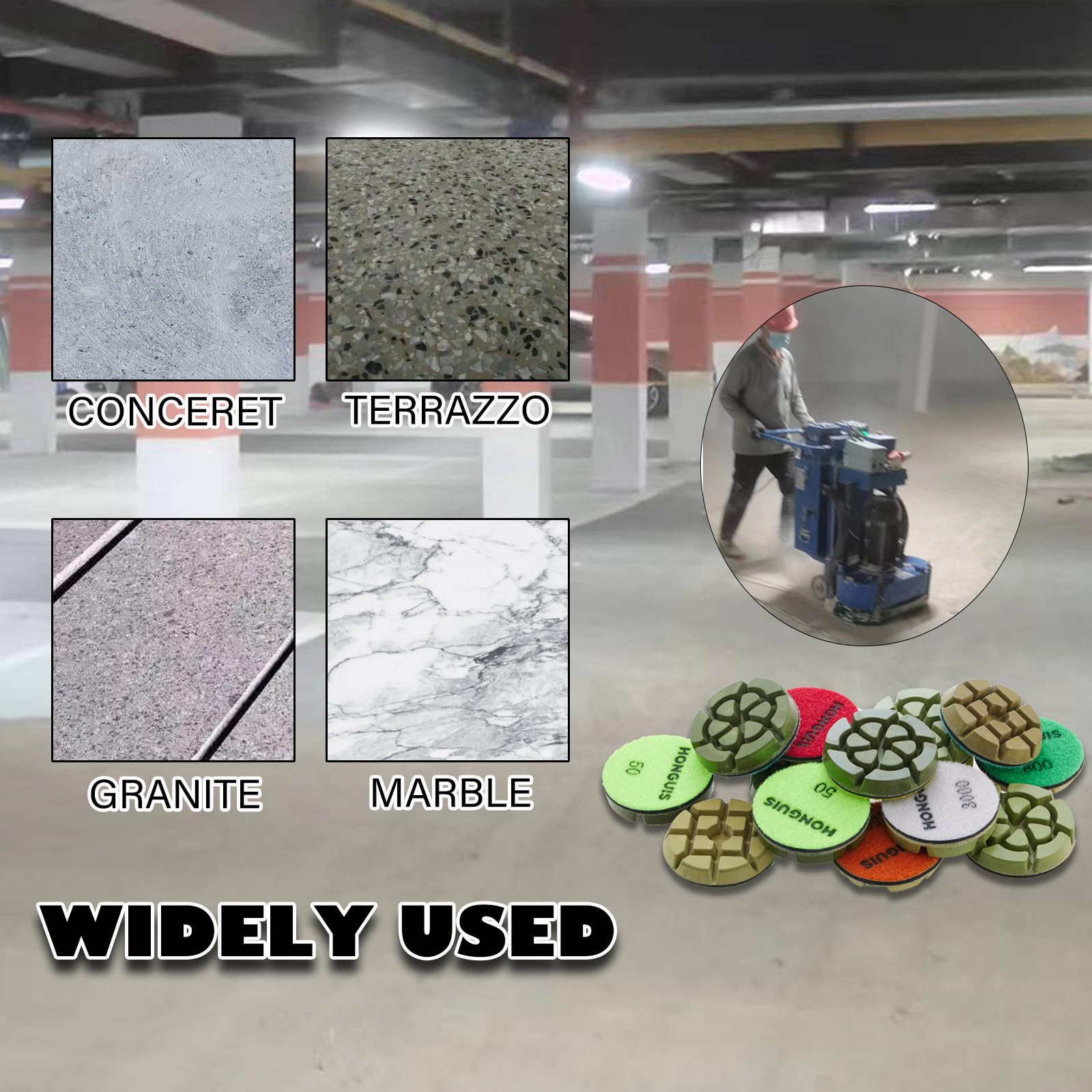 Snapklik.com : 3 Inch 12mm Concrete Diamond Sanding Discs,Grit 3000 Set ...