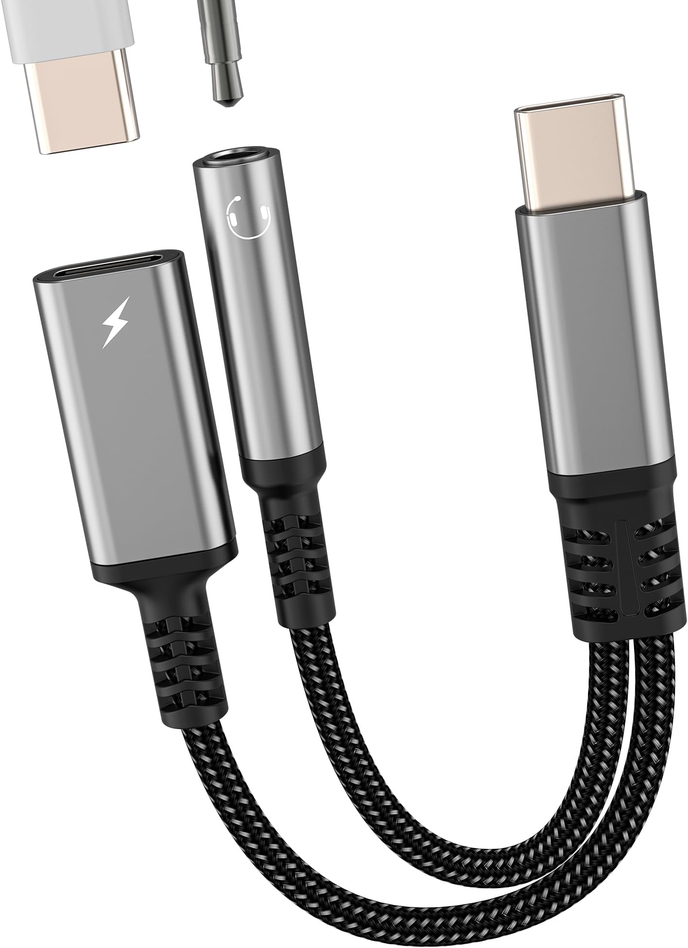Amazon.com: Dual USB C Adapter 2 in 1 Charging Cable DAC Type C Audio ...