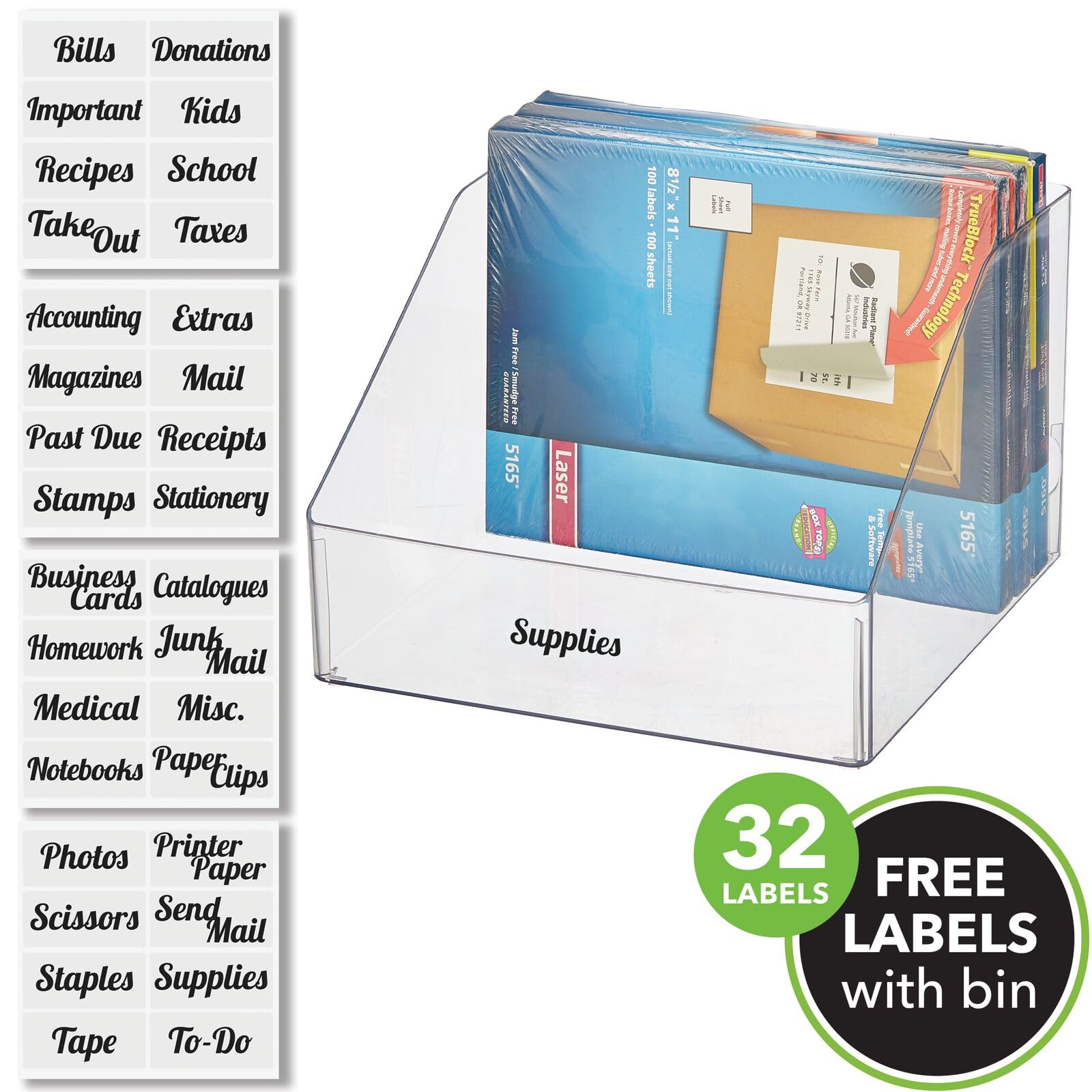 mDesign Plastic Slanted Open Front Office/Classroom Storage Container ...