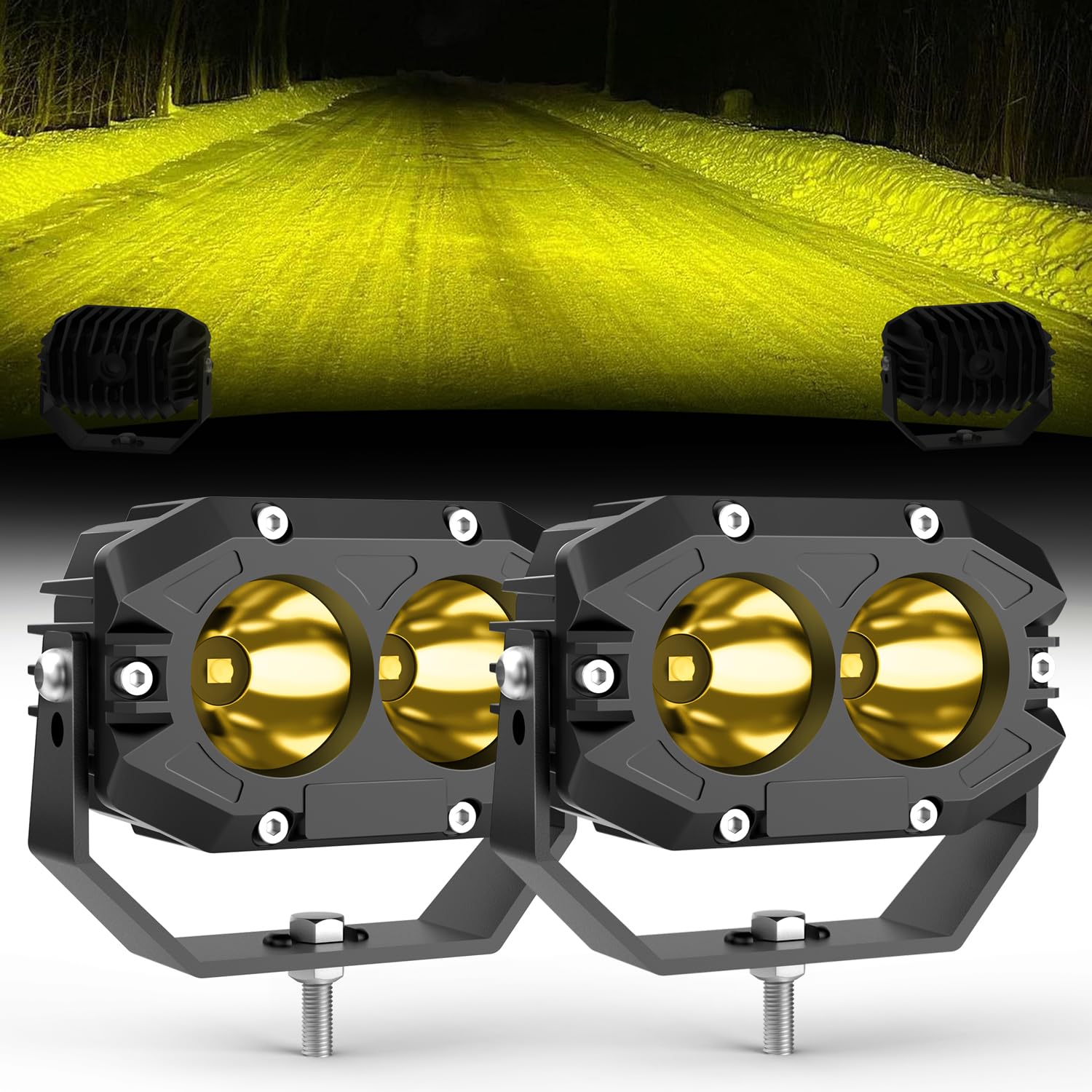 Amazon.com: POLARPRA LED Amber Fog Lights, 4 Inch 90W LED Driving ...