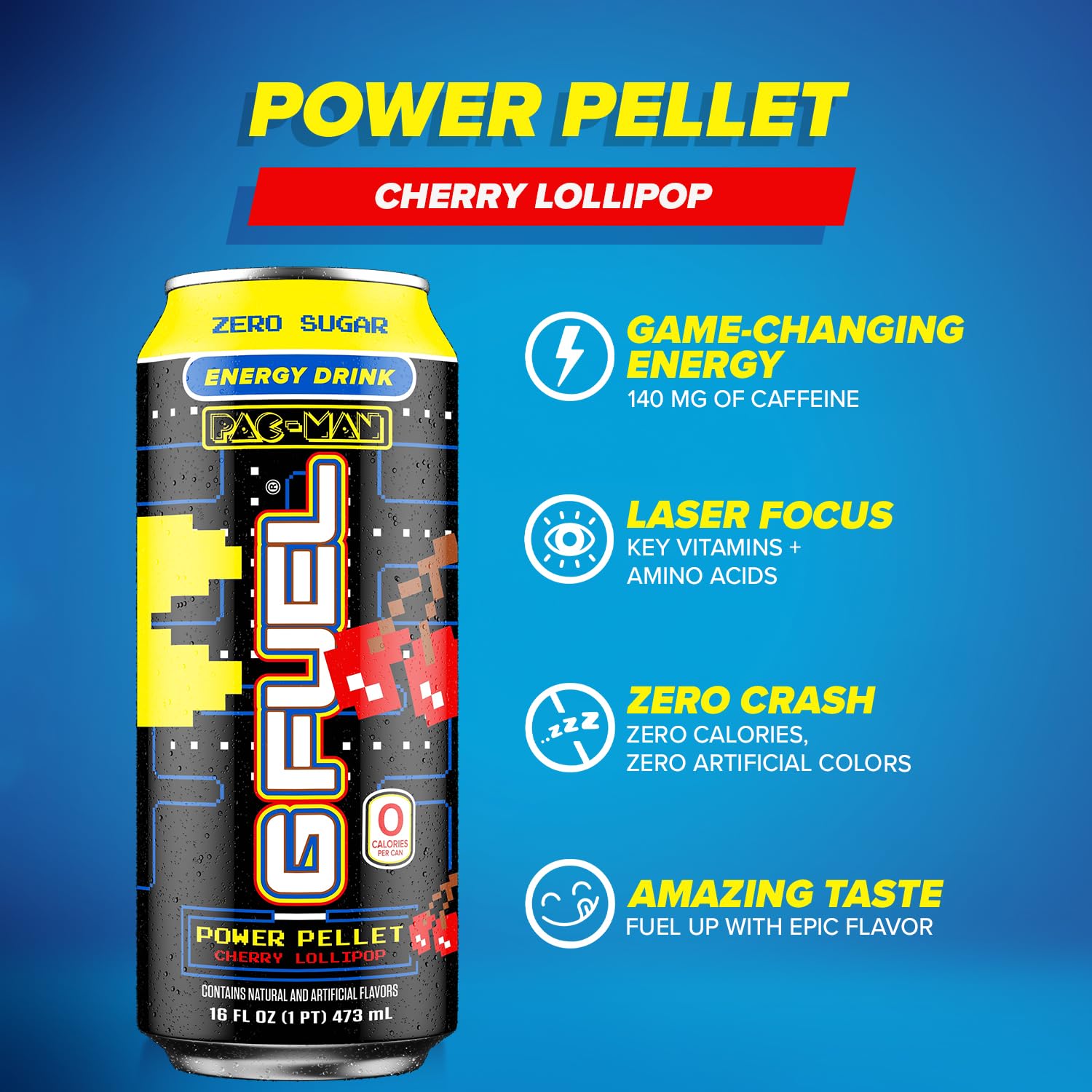 G Fuel Pac-Man Power Pellet – Bebida energética piruleta de cereza ...