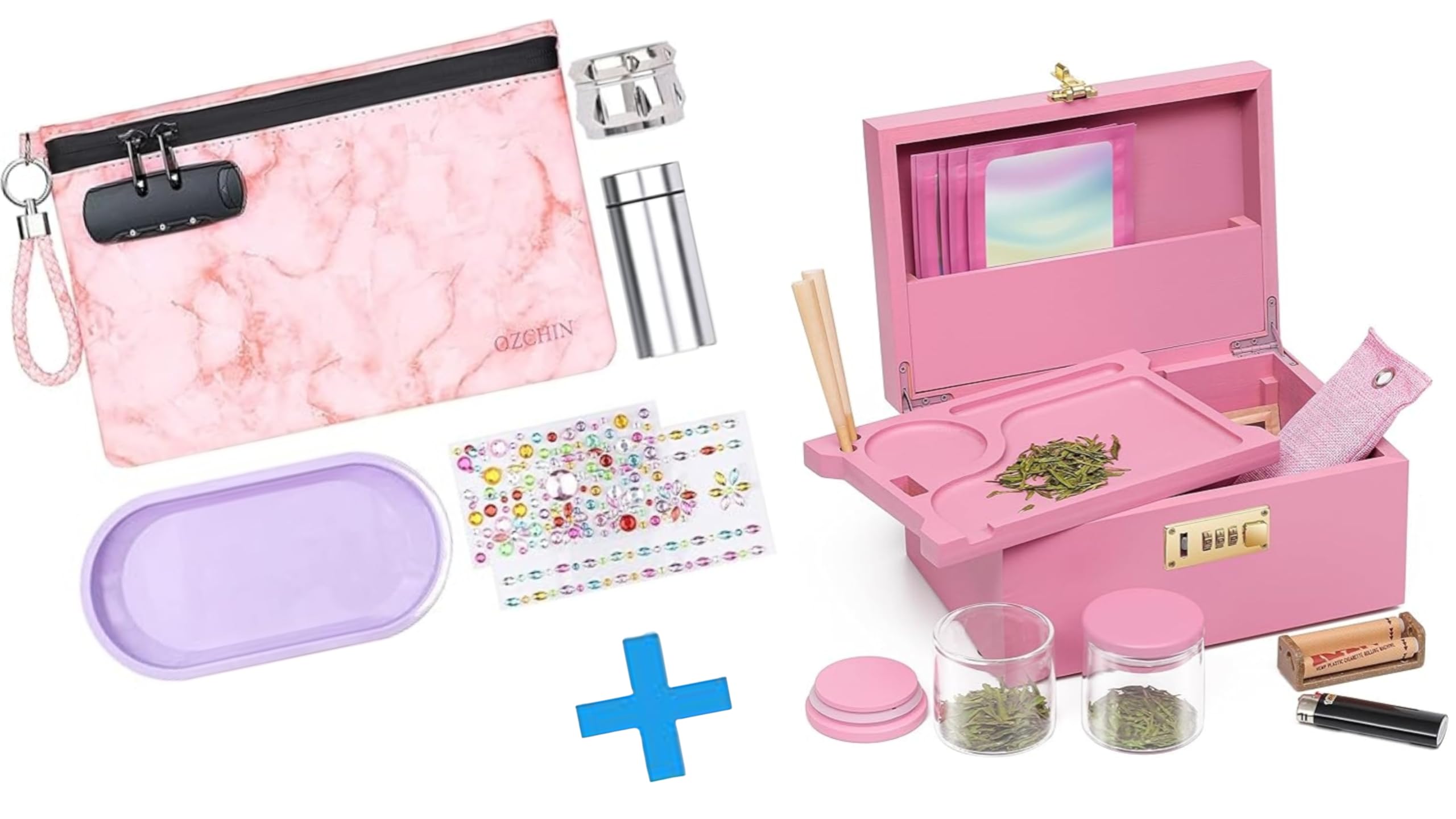 Amazon.com: OZCHIN Large Stash Bamboo Box+Smell Proof Bag Kit : Health ...