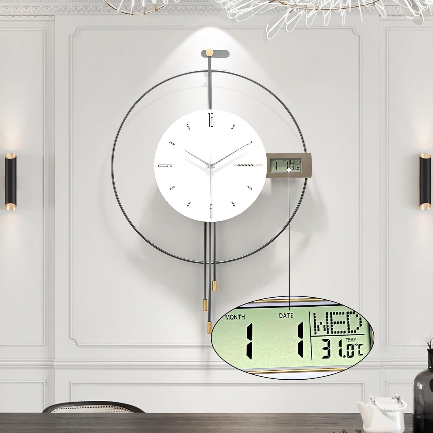 Amazon.com: HEBOIX Modern Wall Clock for Living Room,Large Decorative ...