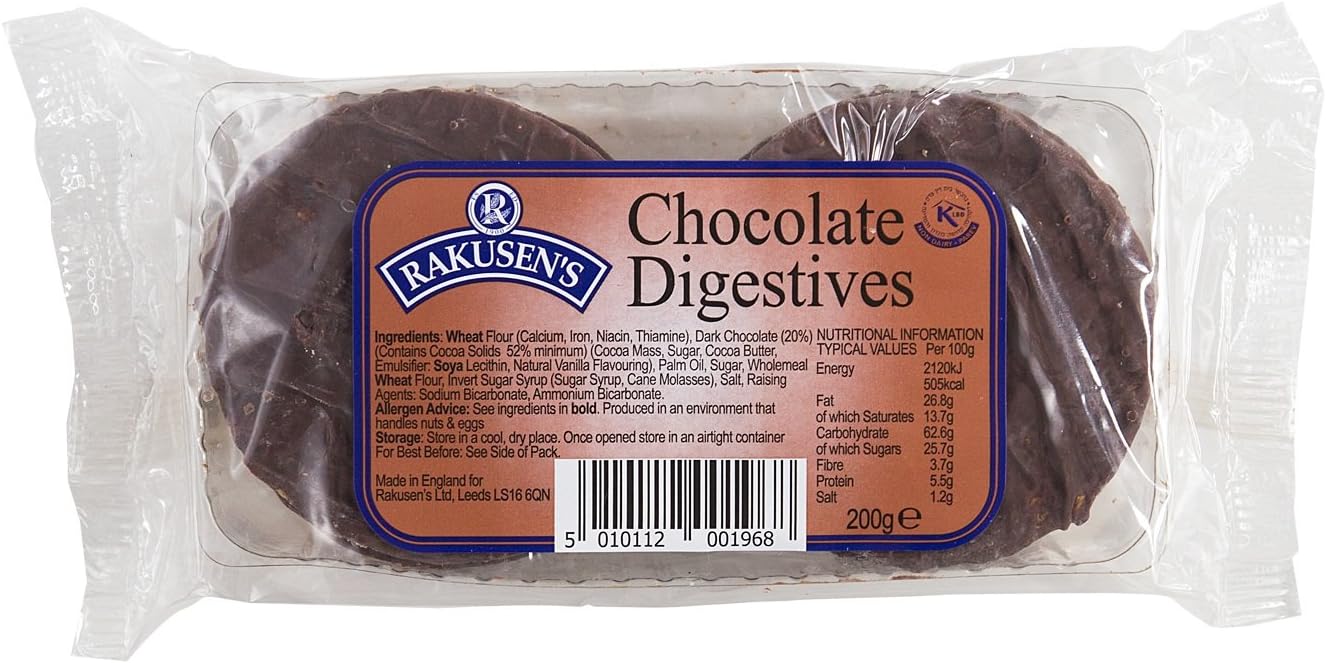 Rakusens Chocolate Digestive Biscuits 200g : Amazon.co.uk: Grocery