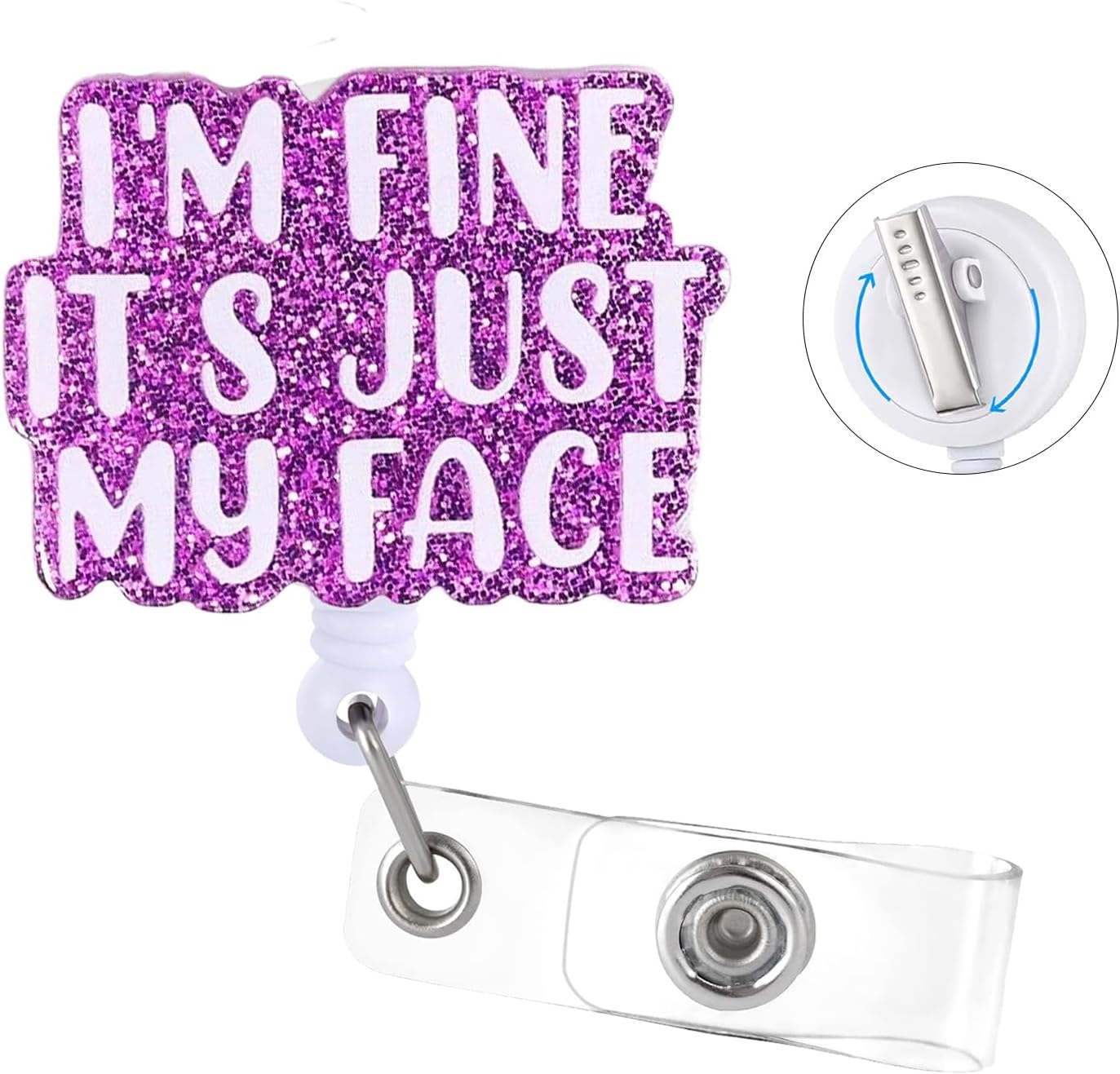 Amazon.com : I Just Work Here Badge Reel, Funny Glitter Badge Reel ...