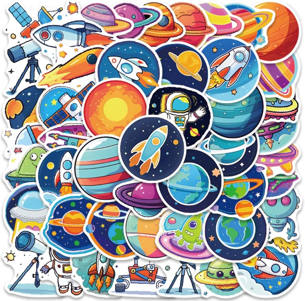 Amazon.com: NASA Space Stickers for Kids Water Bottle, 50pcs Cool ...