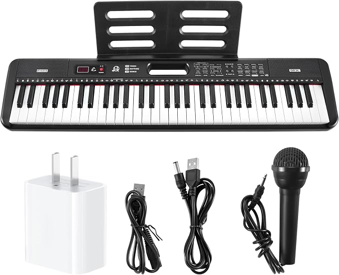 MTQ Piano Electrico con 61 Teclas, Teclado Musical para Principiantes ...