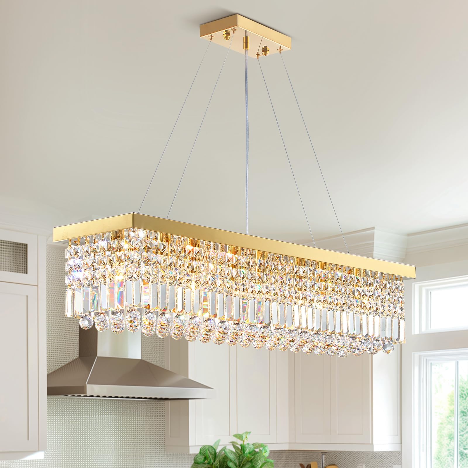 Amazon.com: Siljoy Modern Crystal Chandelier for Dining Room 8 Lights ...