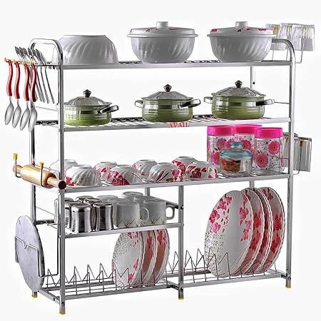 AVAIL Stainless Steel 5 Shelf 31x30 Inch Kitchen Dish Rack / Dish Stand ...