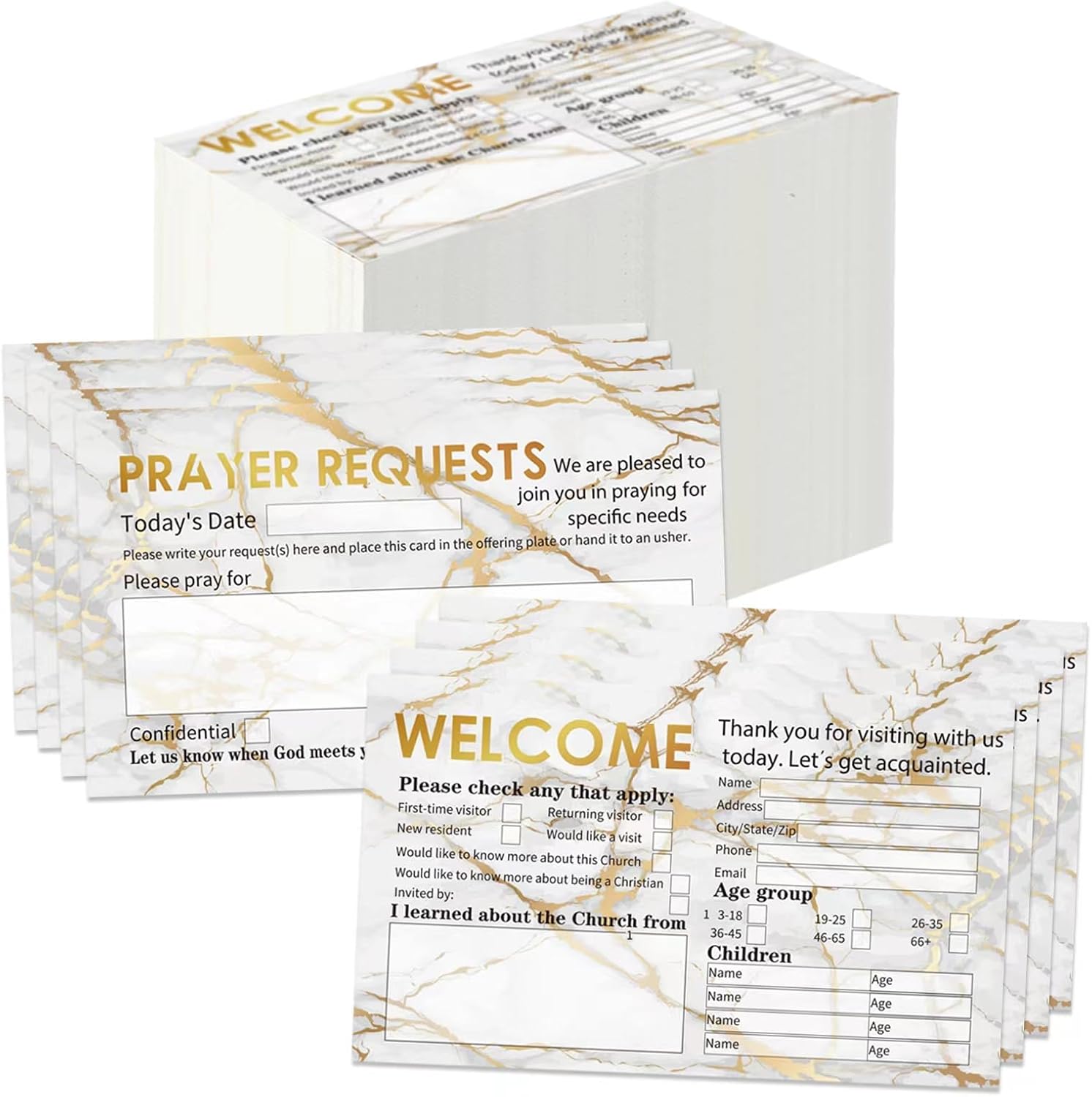 Amazon.com : ABURRORI 200 Pcs Church Visitor Cards 3 x 5 Inch Marble ...