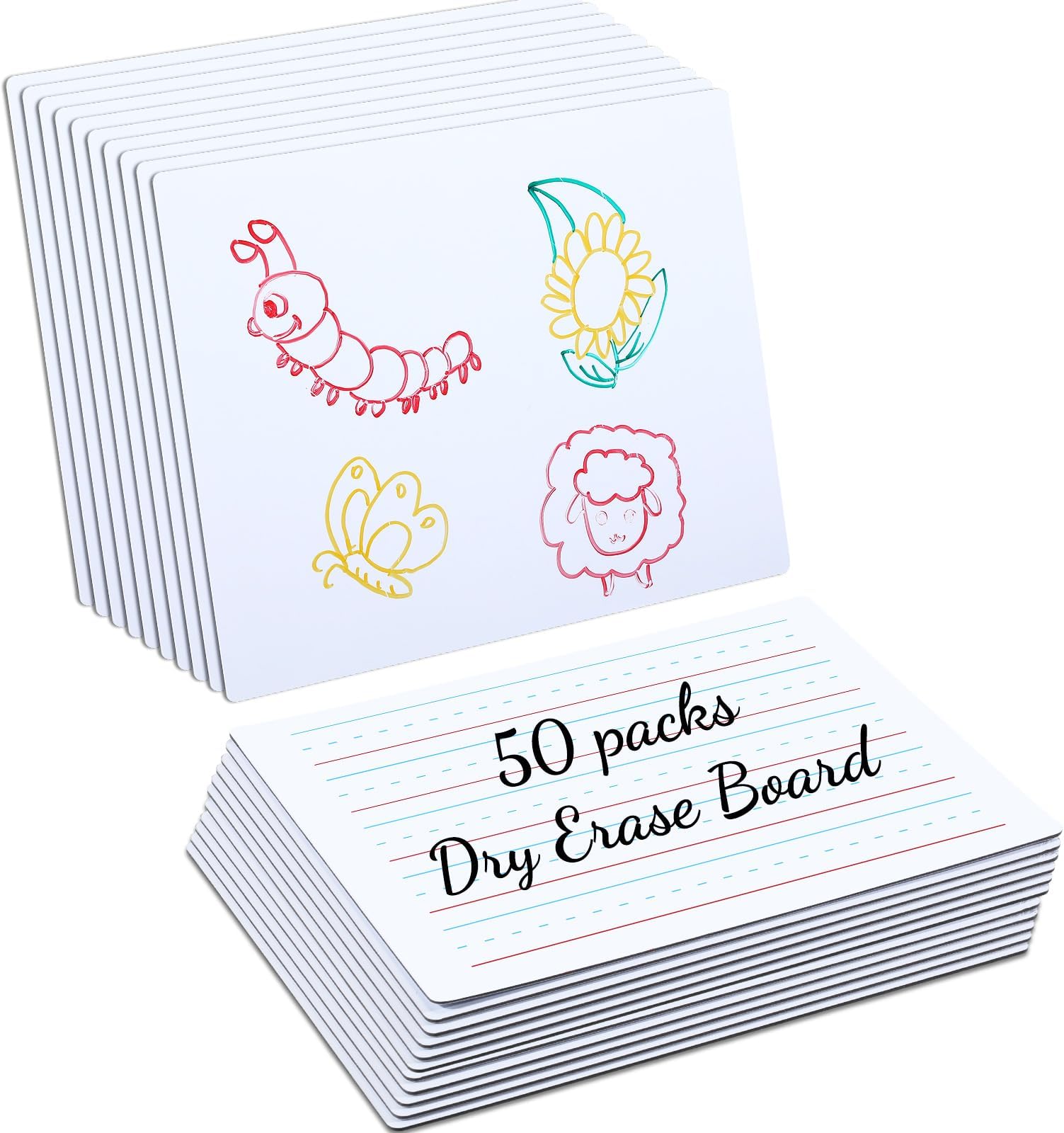 Amazon.com : Sherr 50 Pack Dry Erase Boards Double Sided Whiteboard ...