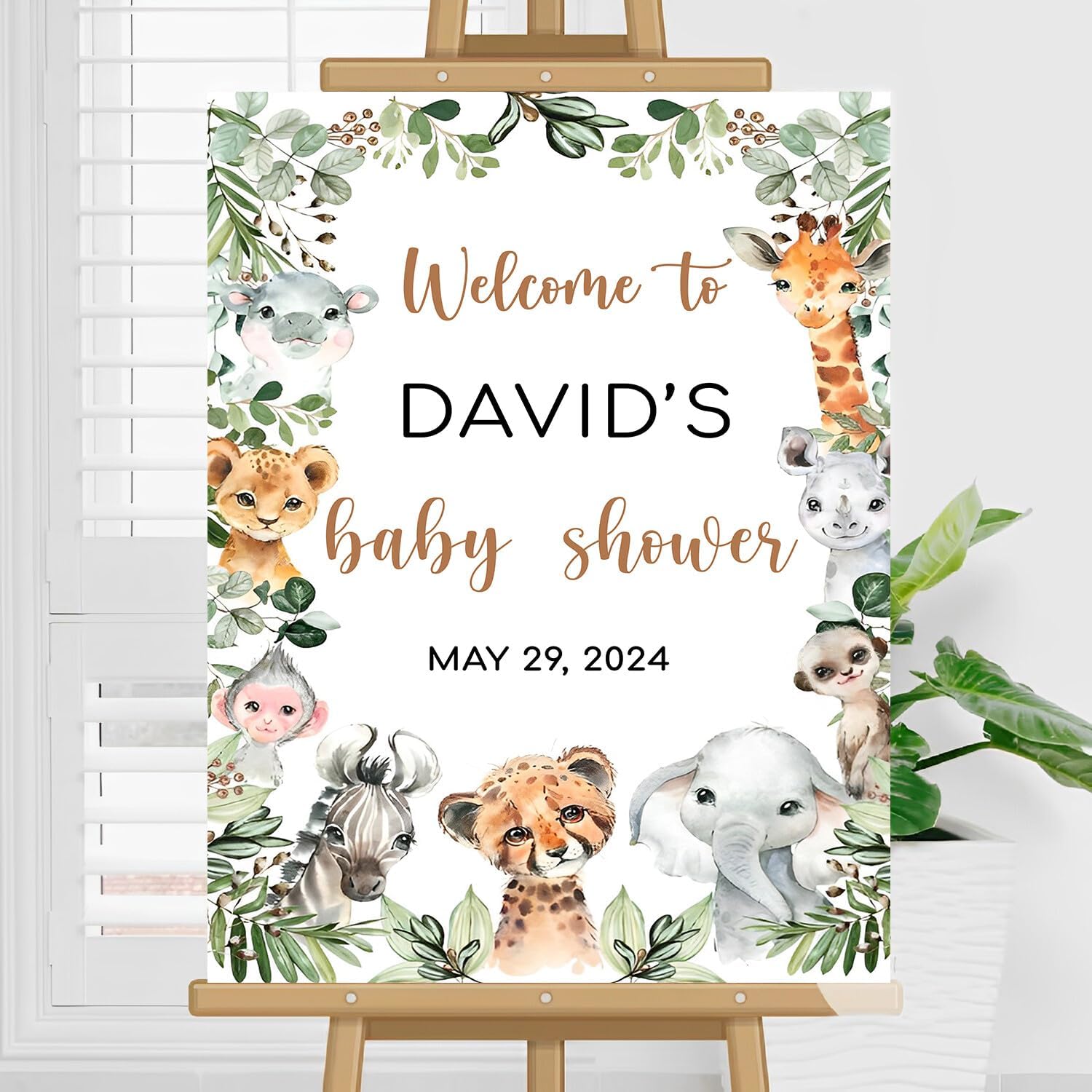 Amazon.com : Custom Safari Baby Shower Welcome Sign, Safari Animals ...