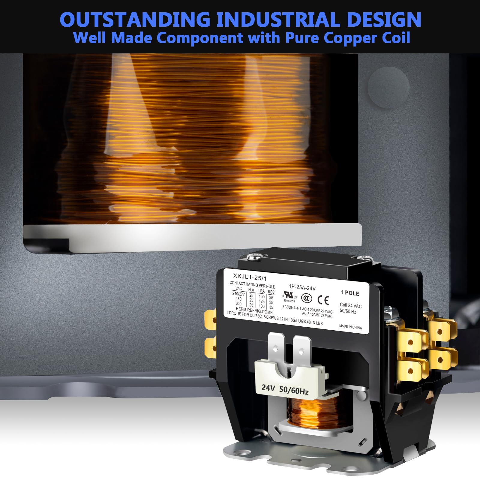 Snapklik.com : HVAC Contactor, 25 Amp Single Pole / 1 Pole Contactor ...