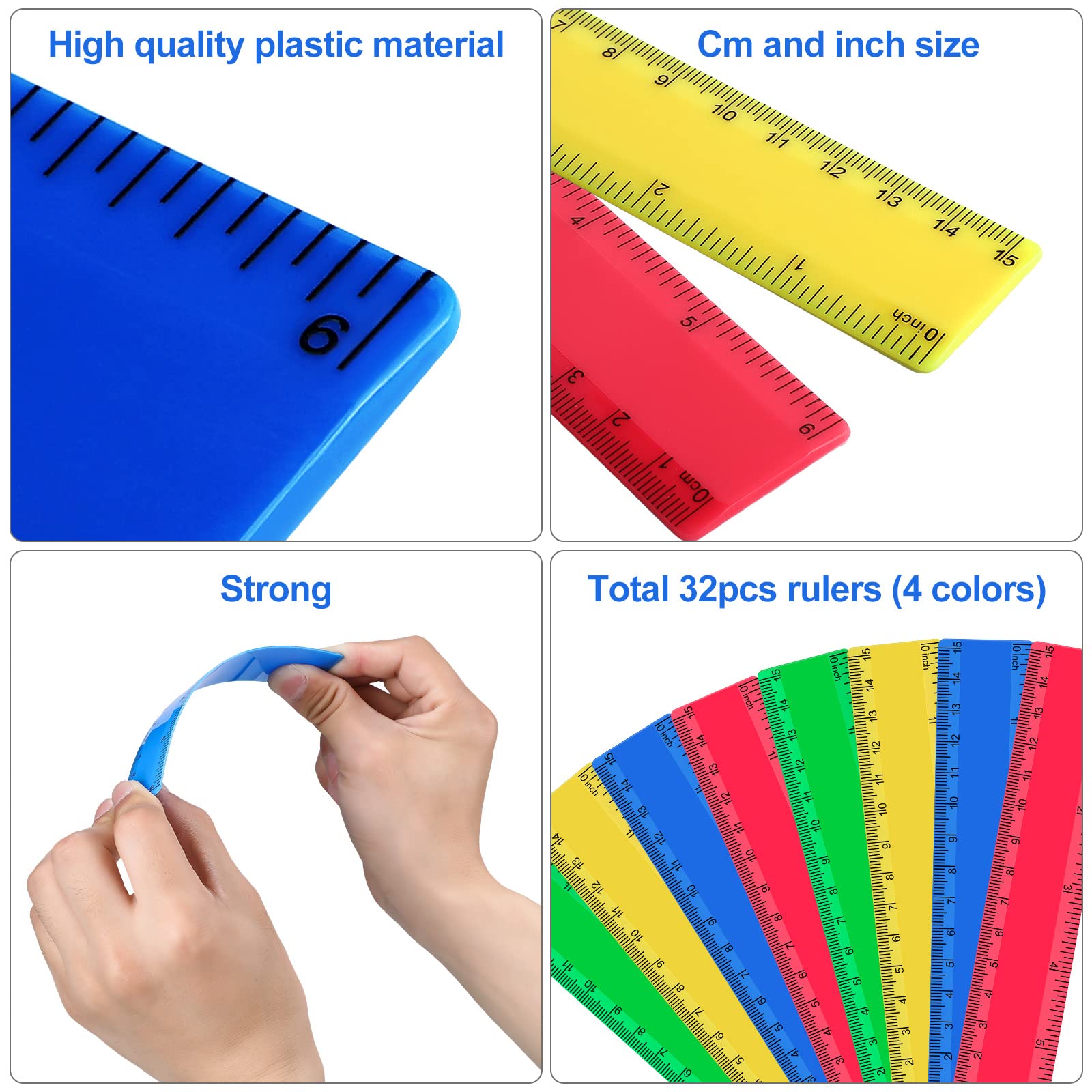 Snapklik.com : 32 Pack 6 Inch Mini Rulers Bulk Plastic Small Rulers