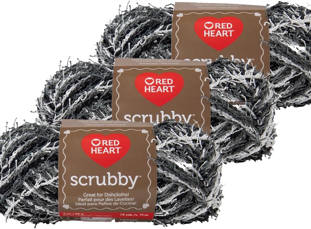 Amazon.com: Red Heart 3 Pack Scrubby Yarn – Polyester Specialty Yarn ...