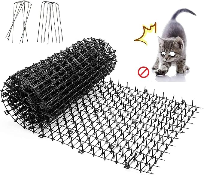Cat Scat Spike Mat, Pet Deterrent Spikes Prickle Mat with 8 Garden ...