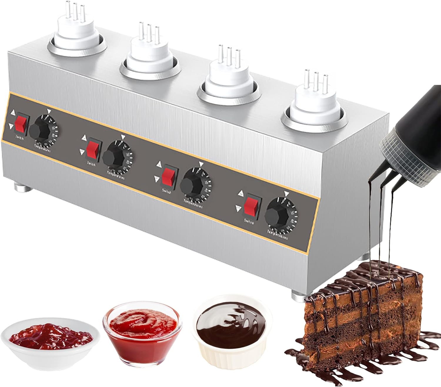 GOJLEX Chauffe-sauce électrique avec bouteilles de sauce, chauffe-sauce ...