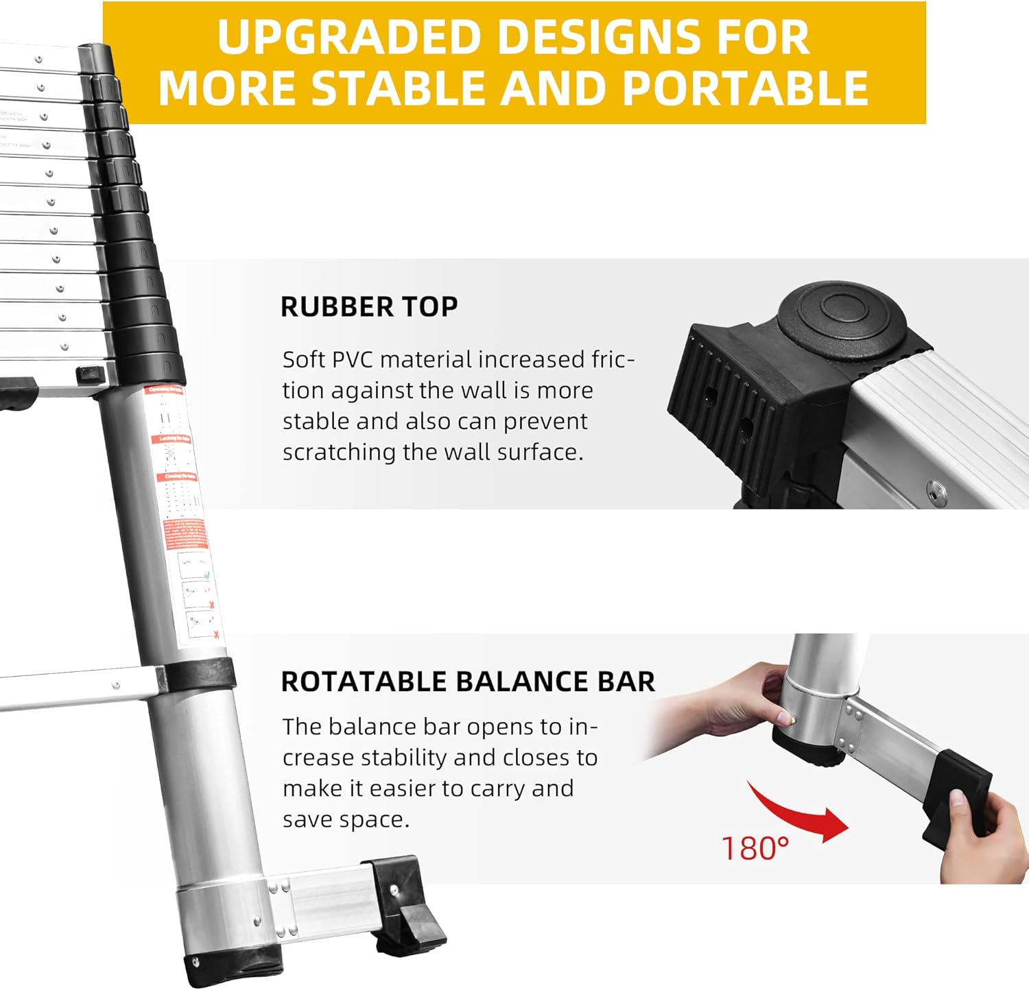 Buy Telescoping Ladder RV Ladder,10.5FT Aluminum Extension Collapsible ...