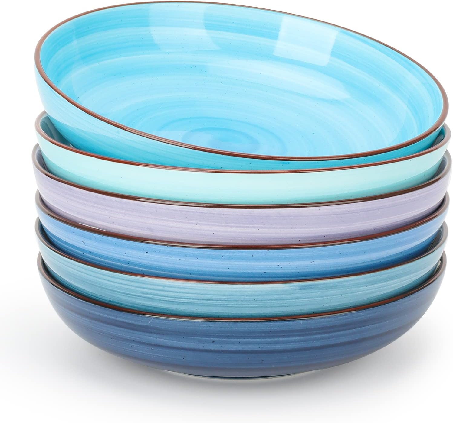 Amazon.com: Bico Watercolor Blue Flower Ceramic 32oz Scalloped Dinner ...