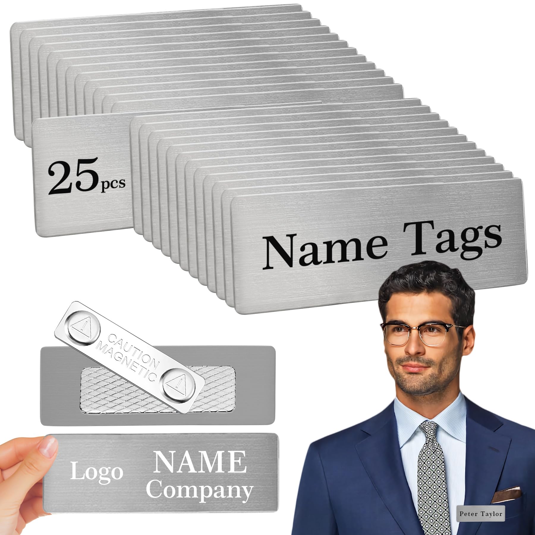 Snapklik.com : Blank Magnetic Name Tags For Clothes, Stainless Steel 25 ...