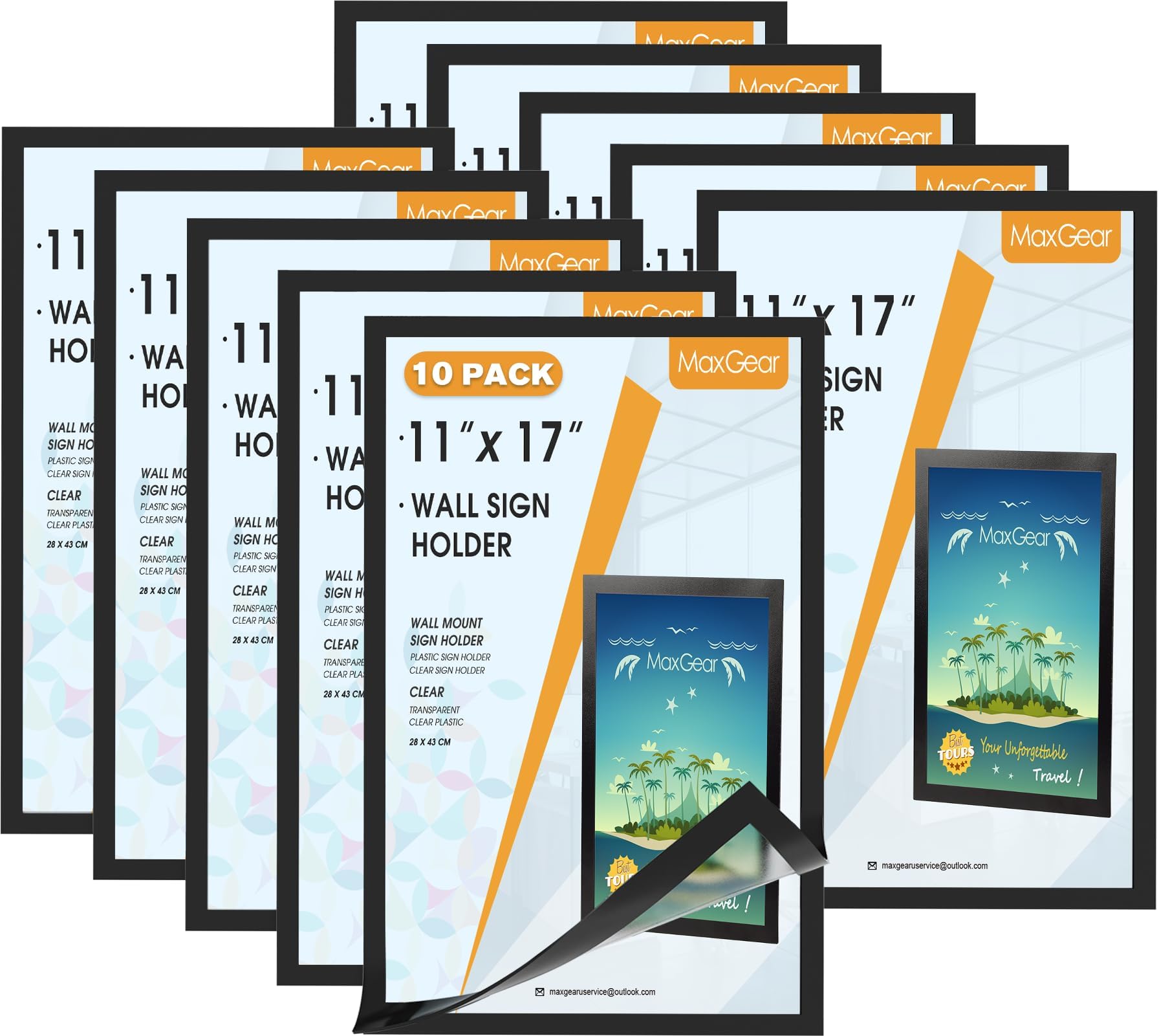 Amazon.com : MaxGear 10 Pack Magnetic Sign Holder 11 x 17 with Magnetic ...