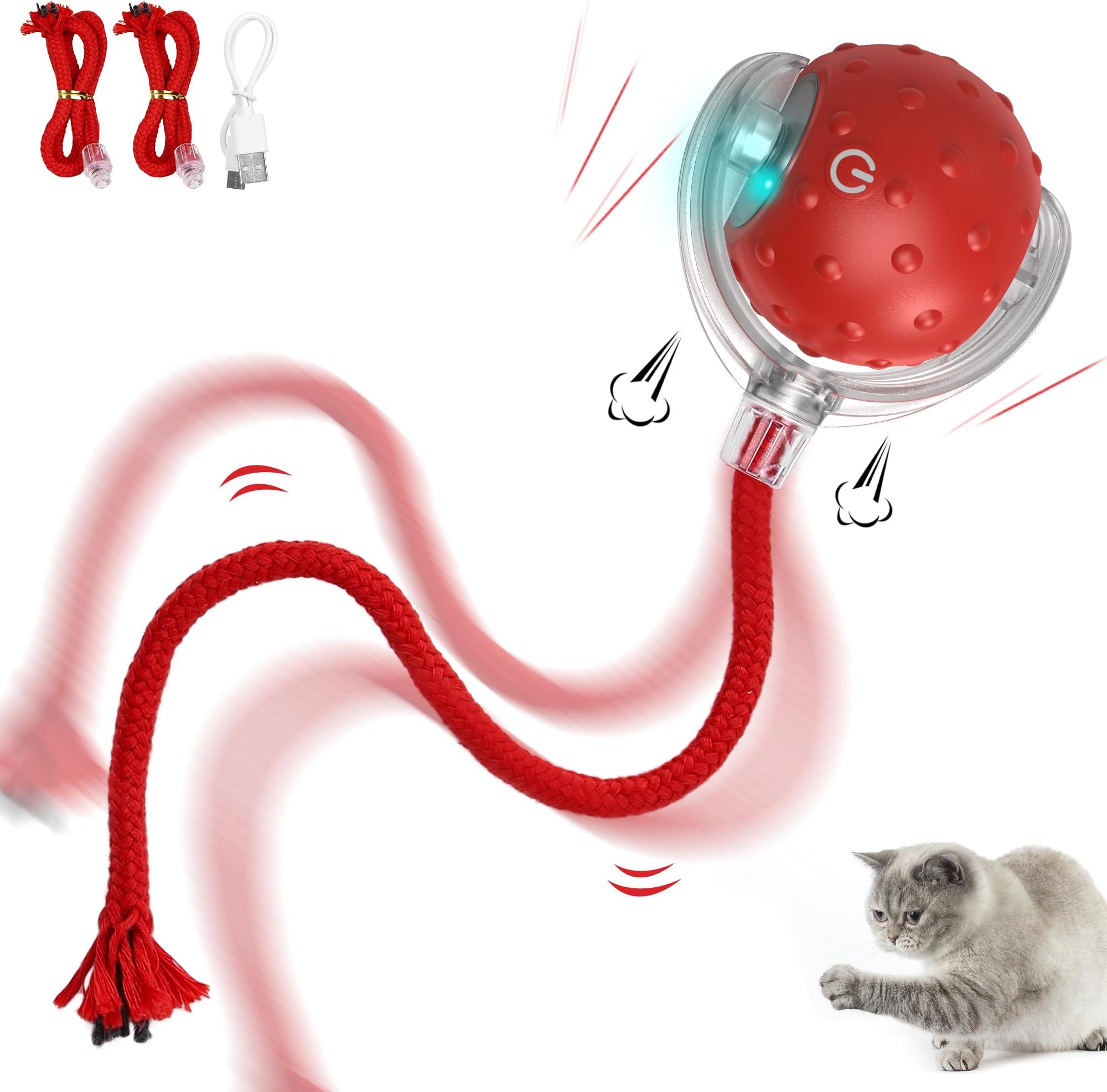 IOKHEIRA Interactive Electric Automatic Cat Toys, Rechargeable ...