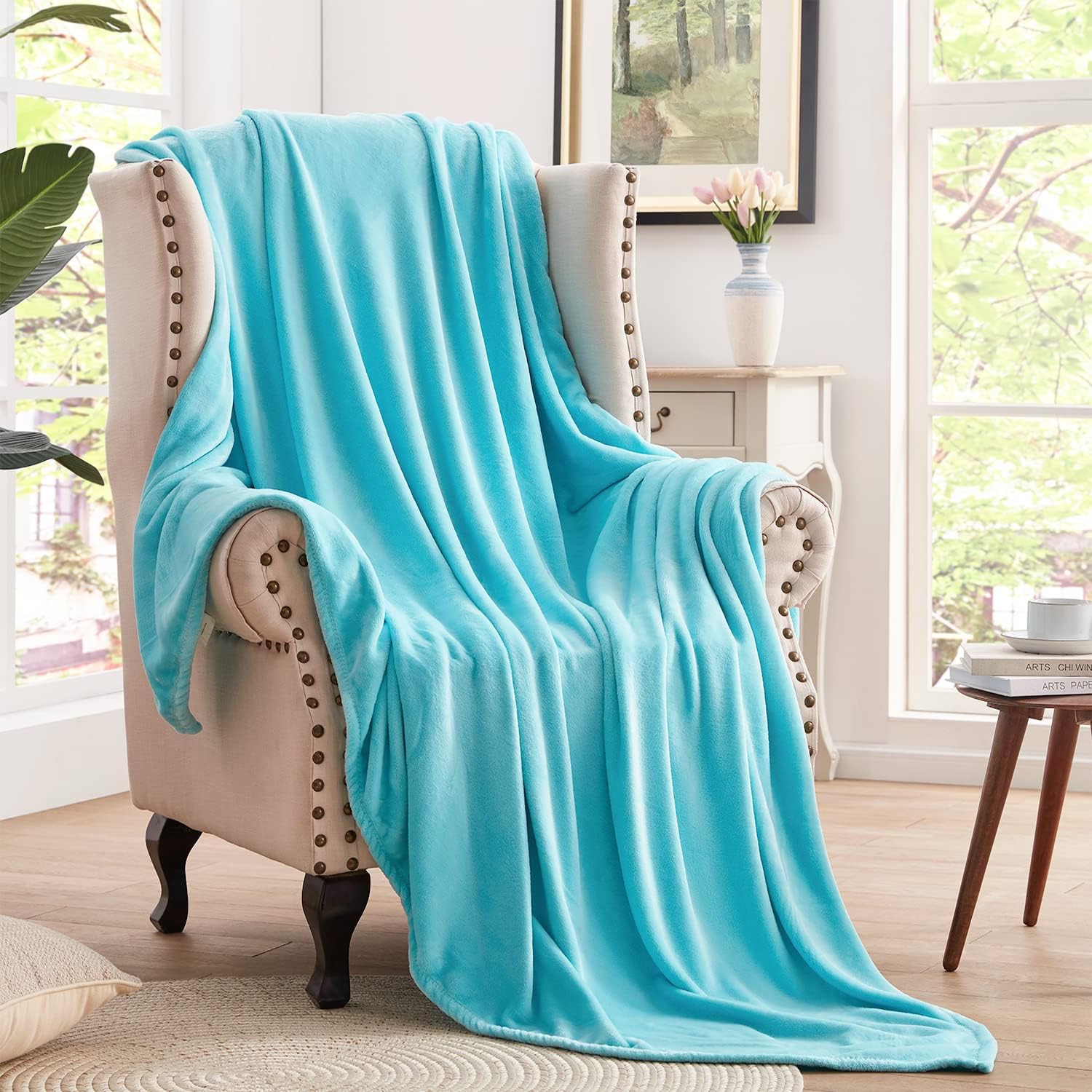 Amazon.com: Anluoer Blue Fleece Throw Blanket for Couch/Bed/Sofa ...
