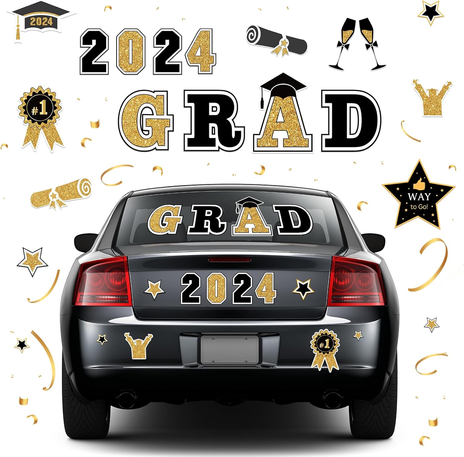 Amazon.com: Geyee 20 Pcs Graduation Car Magnets Set Congrats 2024 ...