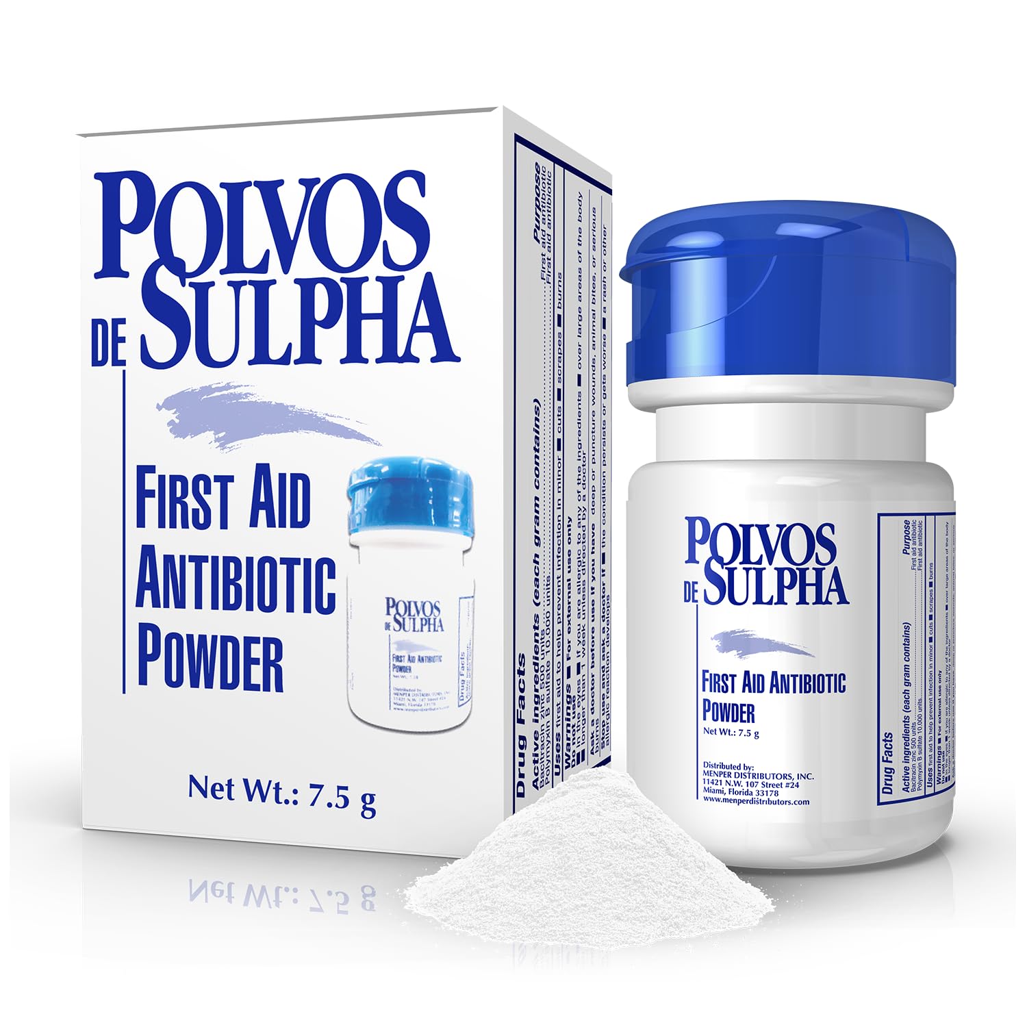 Amazon.com: Polvos de Sulpha First Aid Antibiotic Powder 7.5 mg ...