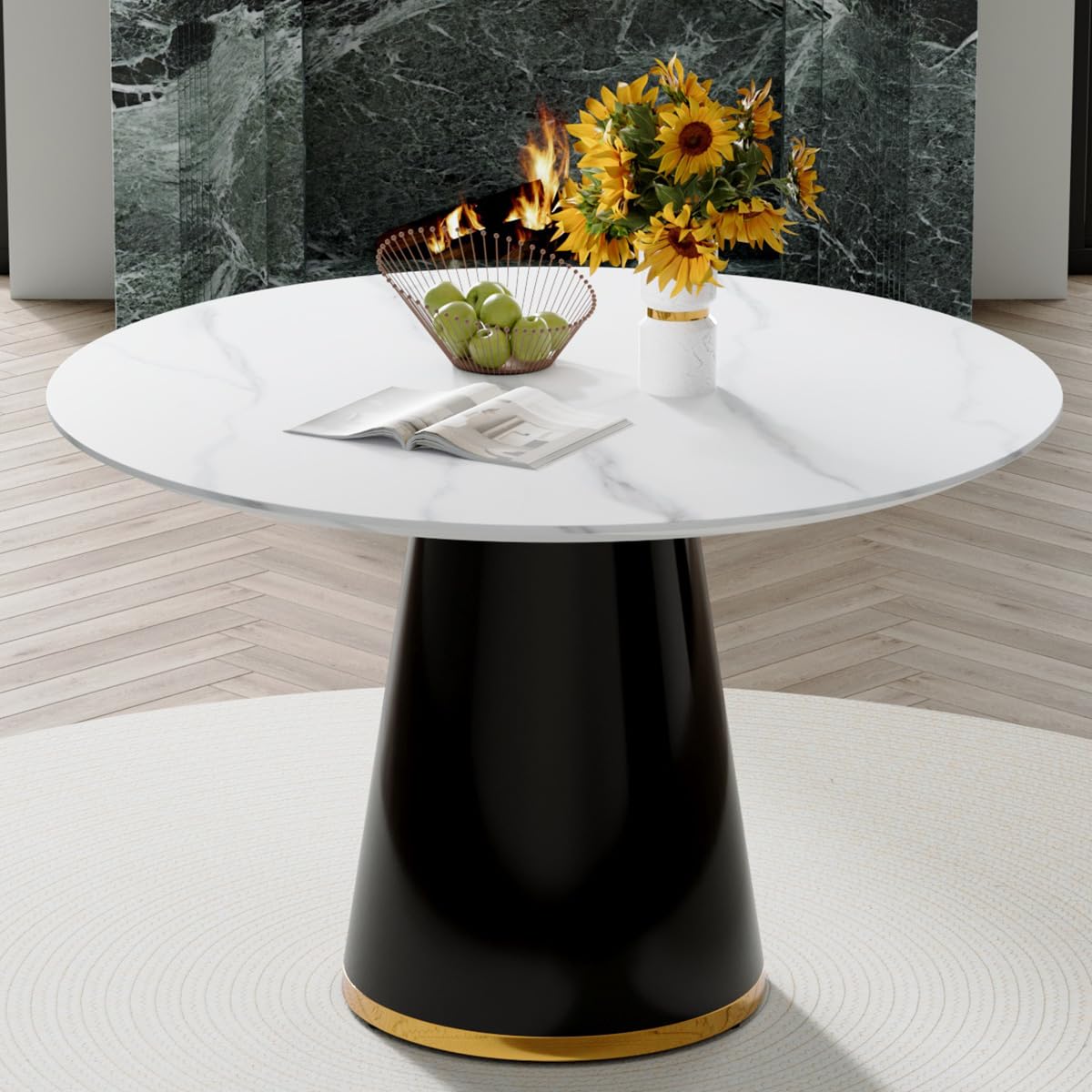 Amazon.com - 45" Round Dining Table, White Dining Table, Breakfast Nook ...