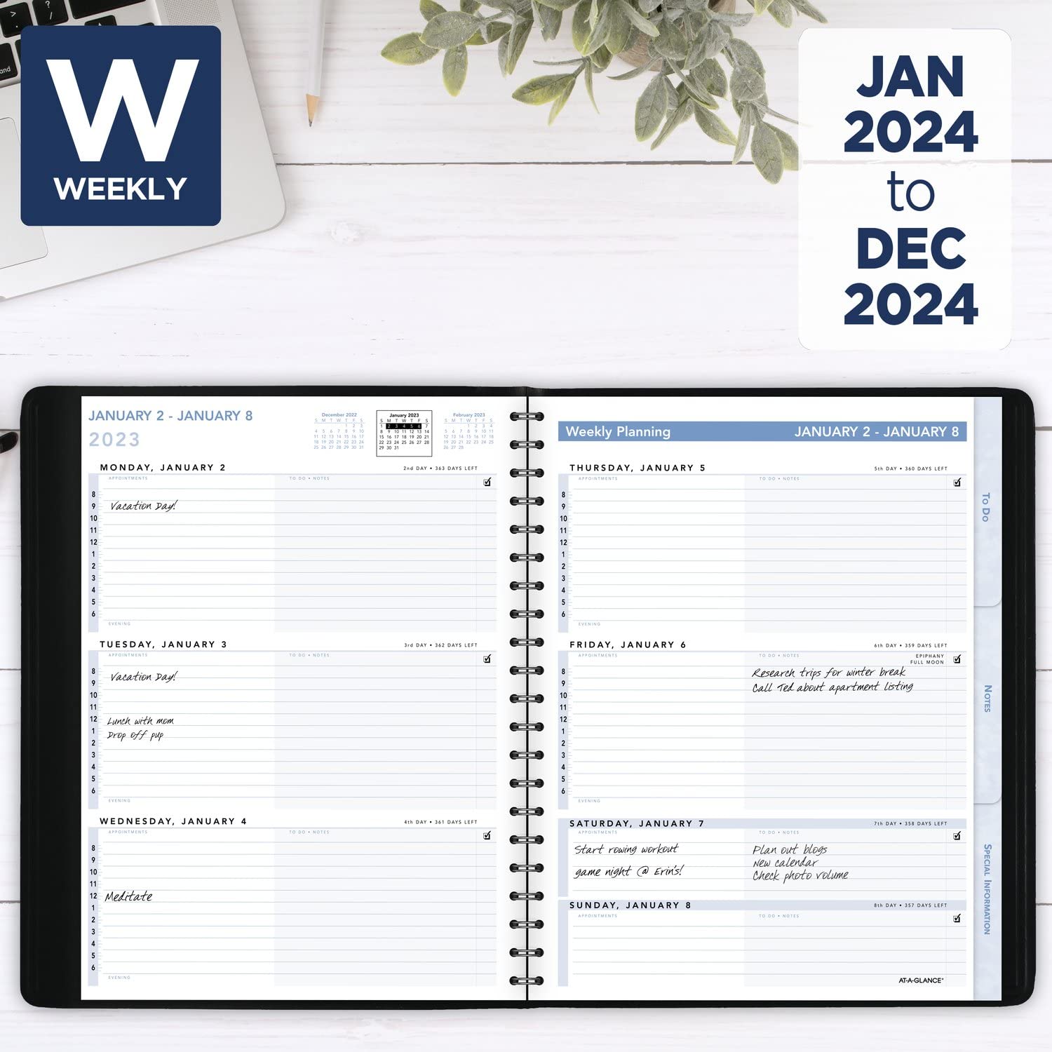 Snapklik.com : AT-A-GLANCE 2024 Weekly Appointment Book Planner, 8" X ...