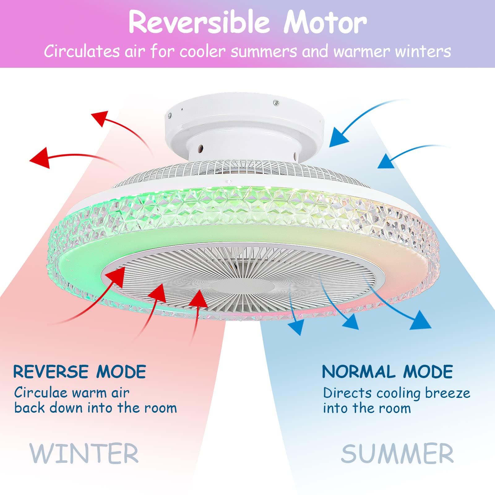 EIDISUNY 20" Ceiling Fan with Remote Control & App, Low Profile Ceiling ...