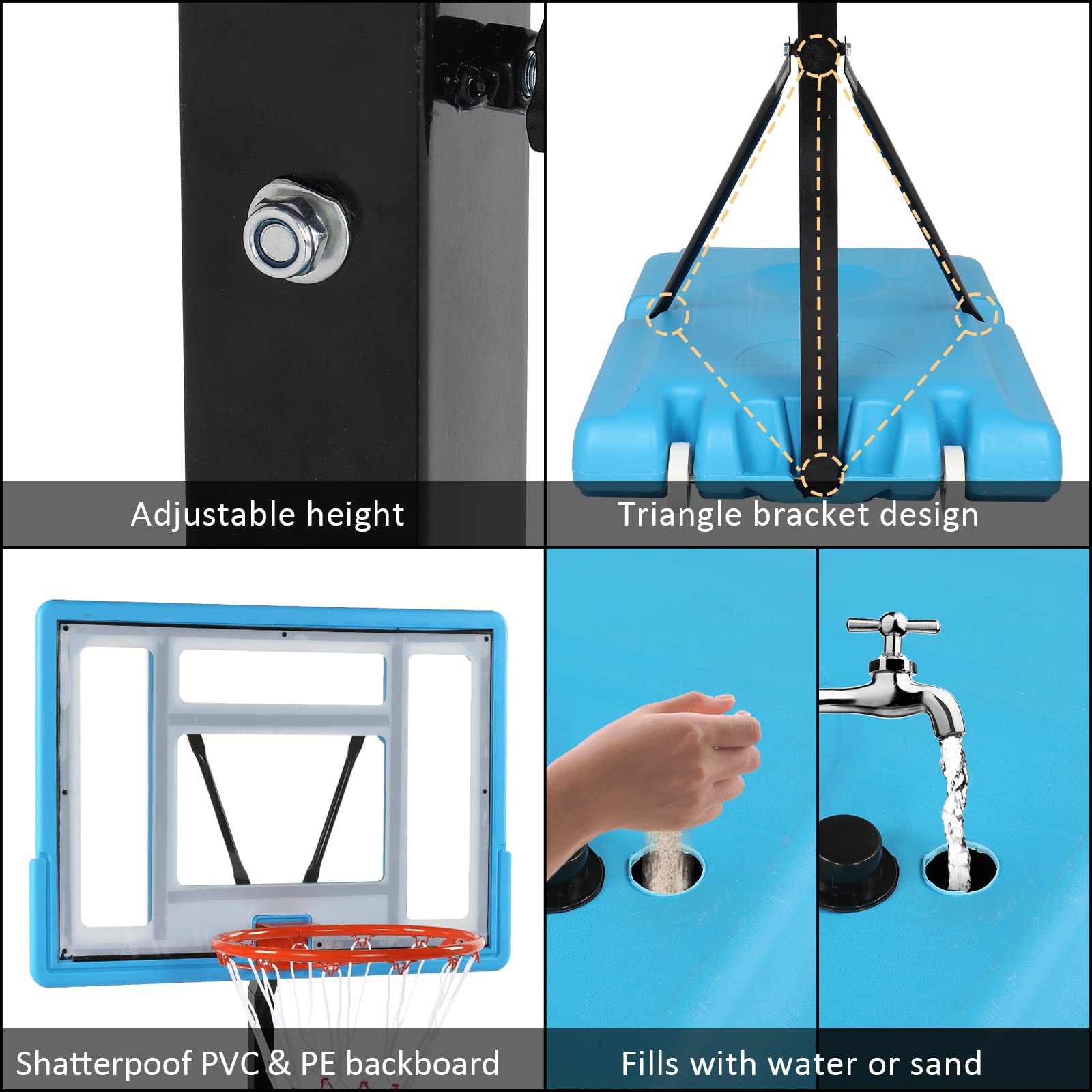 Snapklik.com : Ktaxon Poolside Basketball Hoop, Adjustable Height 45-53 ...