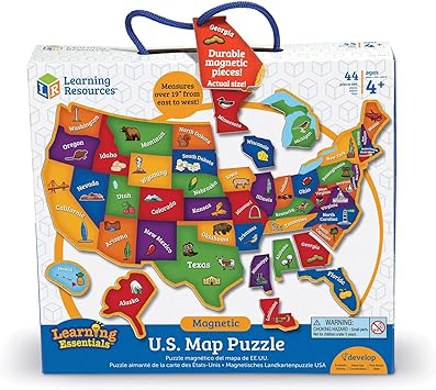 Amazon.com: Learning Resources Magnetic U.S. Map Puzzle - 44 Pieces ...