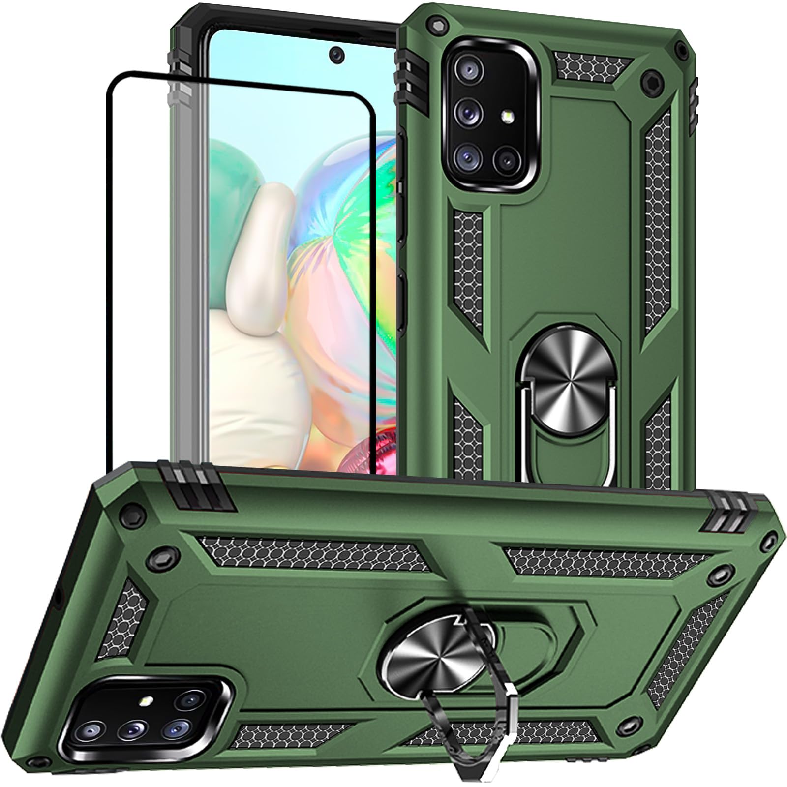 Yiakeng for Samsung A71 Phone Case with Screen Protector: Military ...