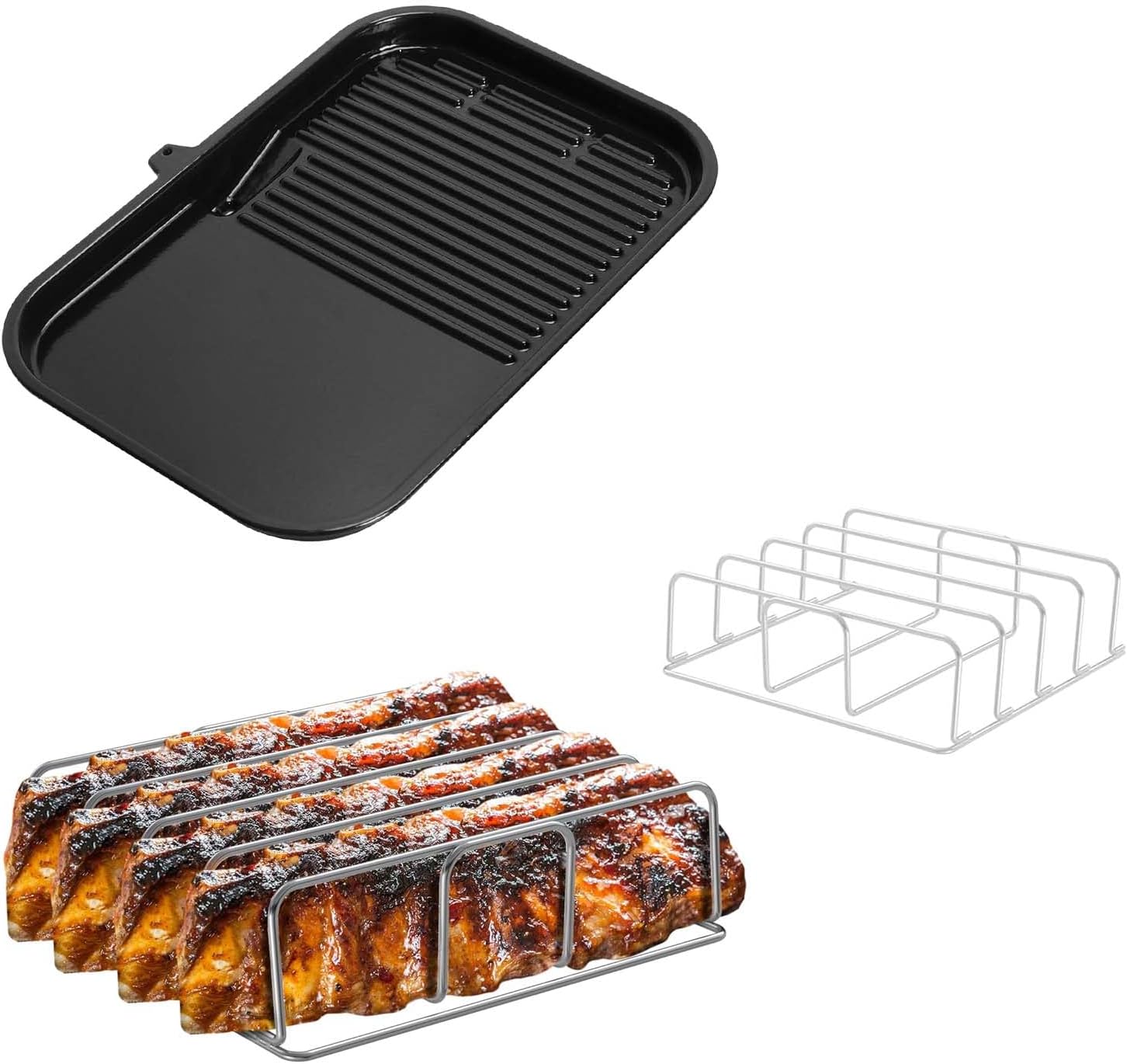 Amazon.com : Outspark Rib Rack&Cast-Iron Griddle Plate for Ninja ...