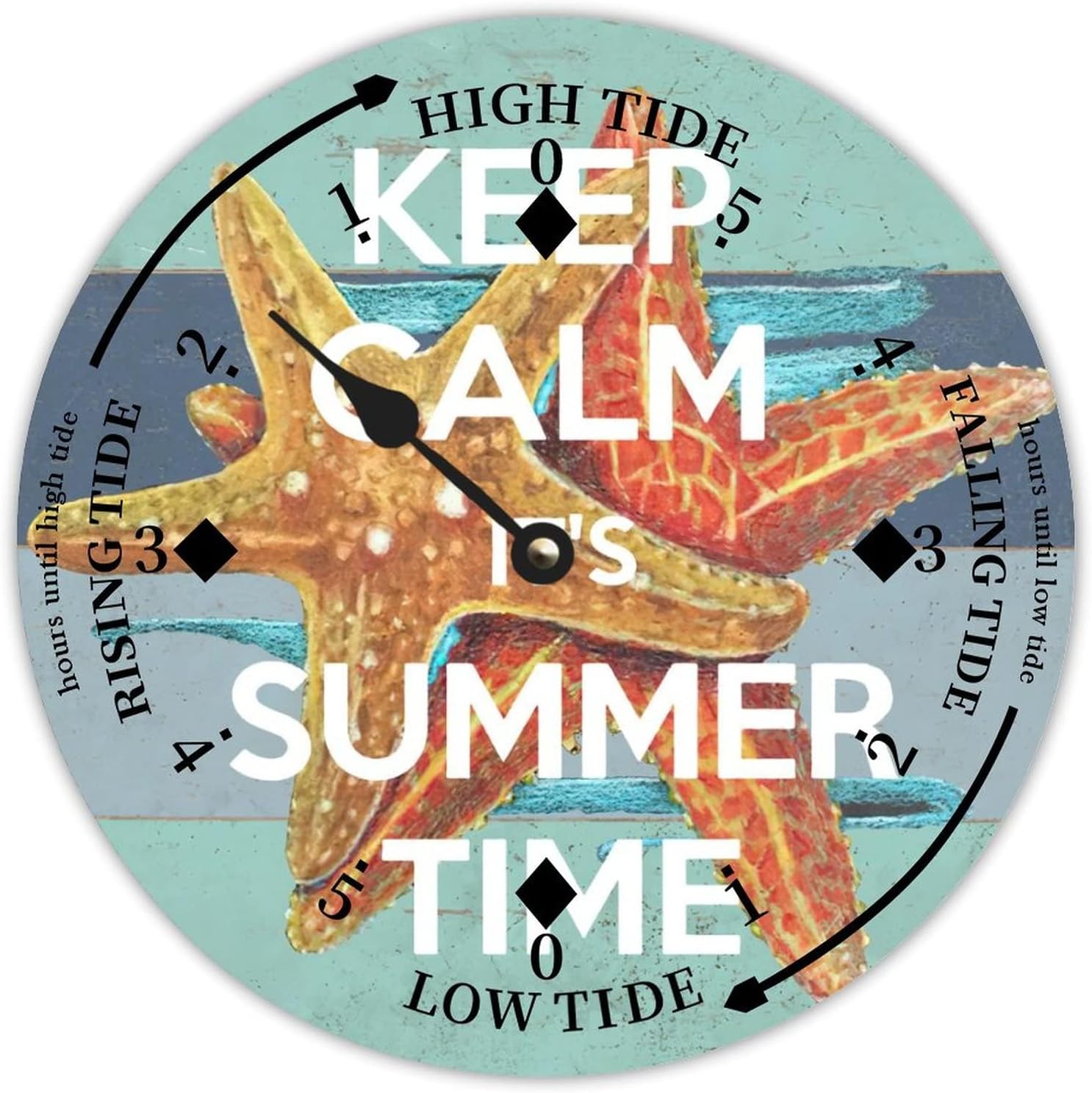 Amazon.com: Ocean Starfish It's Summer Time Wood Tidal Clock Ocean Time ...