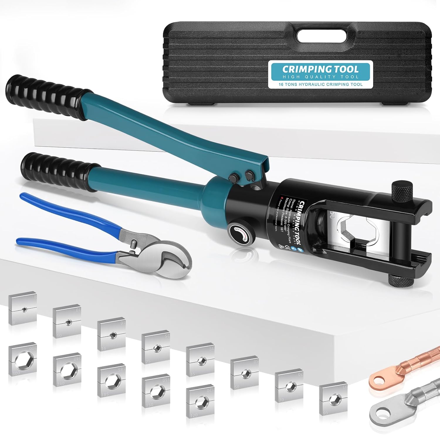 Hydraulic Crimping Tool, 16 Tons Hydraulic Wire Crimping Tool Kit with ...
