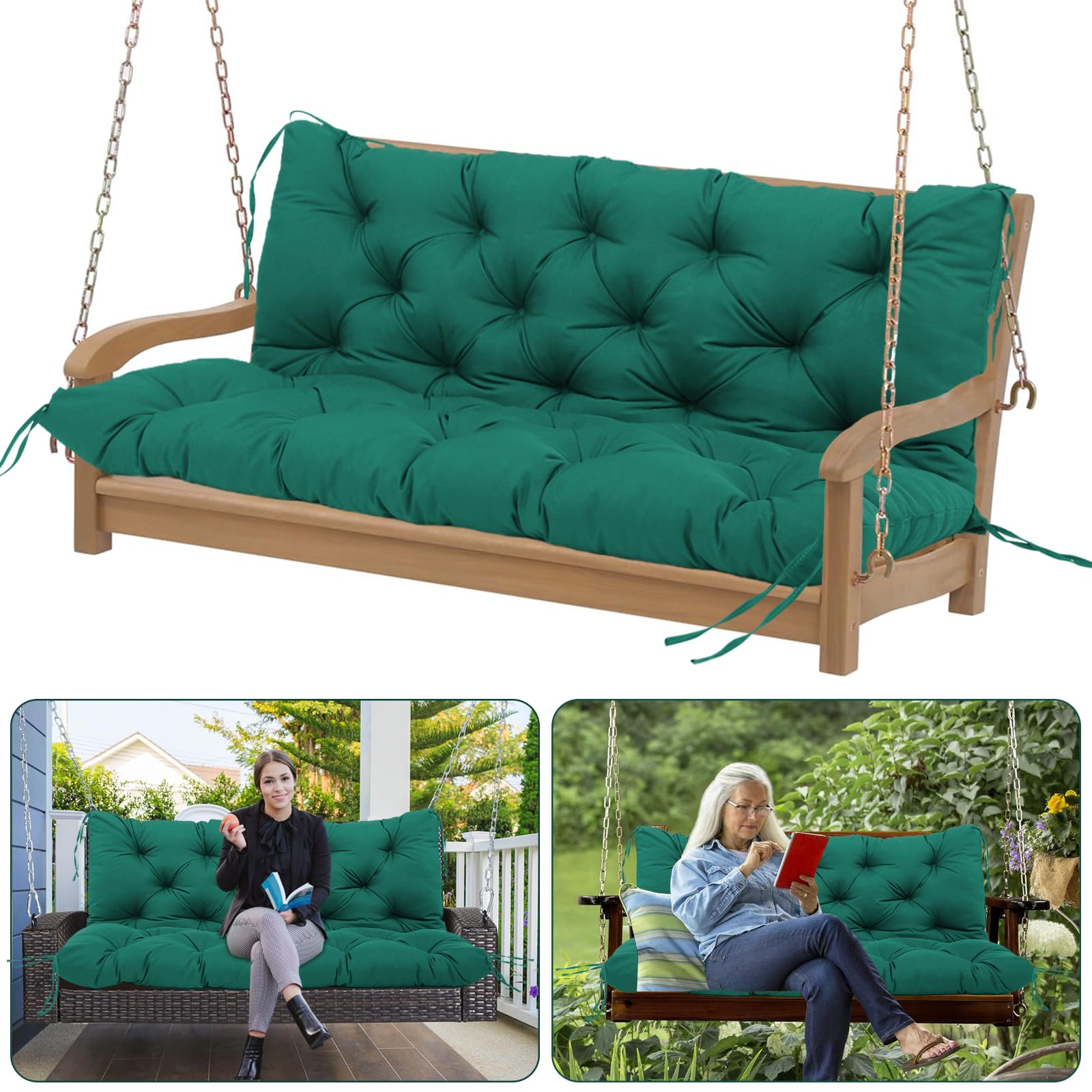 Amazon.com: Porch Swing Cushions Waterproof Outdoor Swing Cushions 2-3 ...