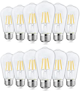 CXLHO 12 Packs ST58 LED Edison Bulbs, 4 Watt Vintage Light Bulbs ...